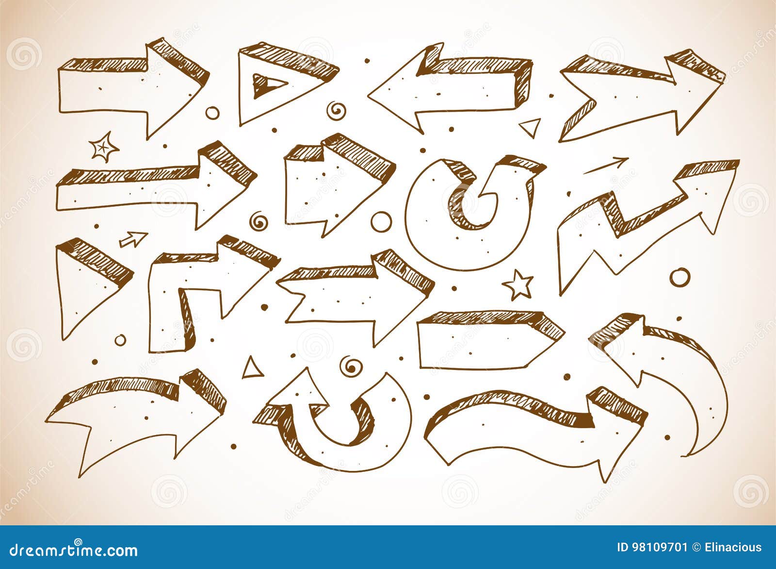 Sketch Arrows Set. Hand Drawn Schema Outline Doodle Collection Isolated ...