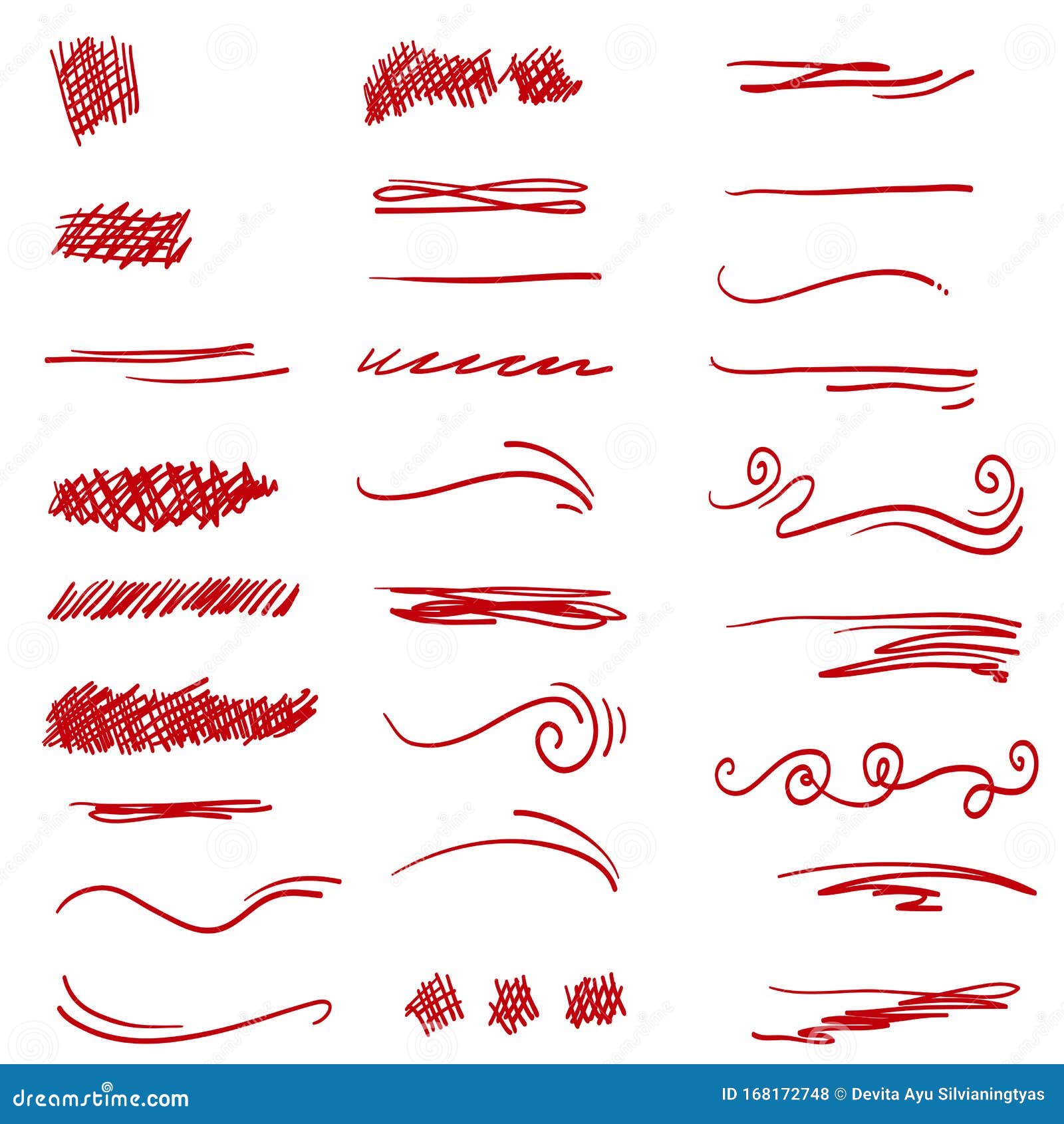 Doodle Sketch Brush Strokes, Underline, Emphasis, Lines, Waves Set ...