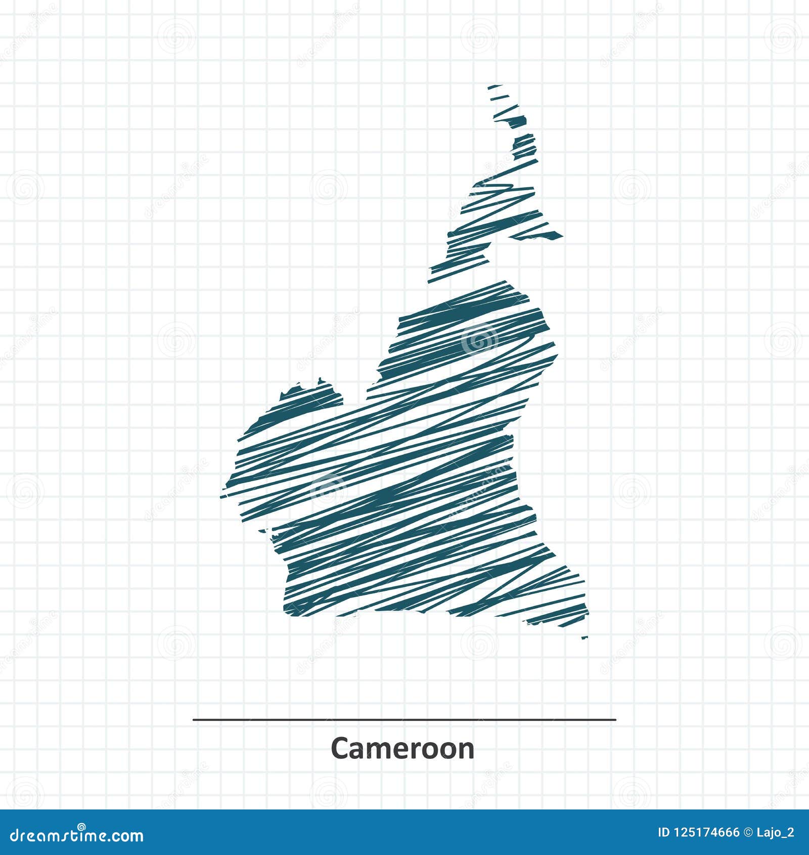Doodle Sketch of Cameroon Map Stock Vector - Illustration of state ...