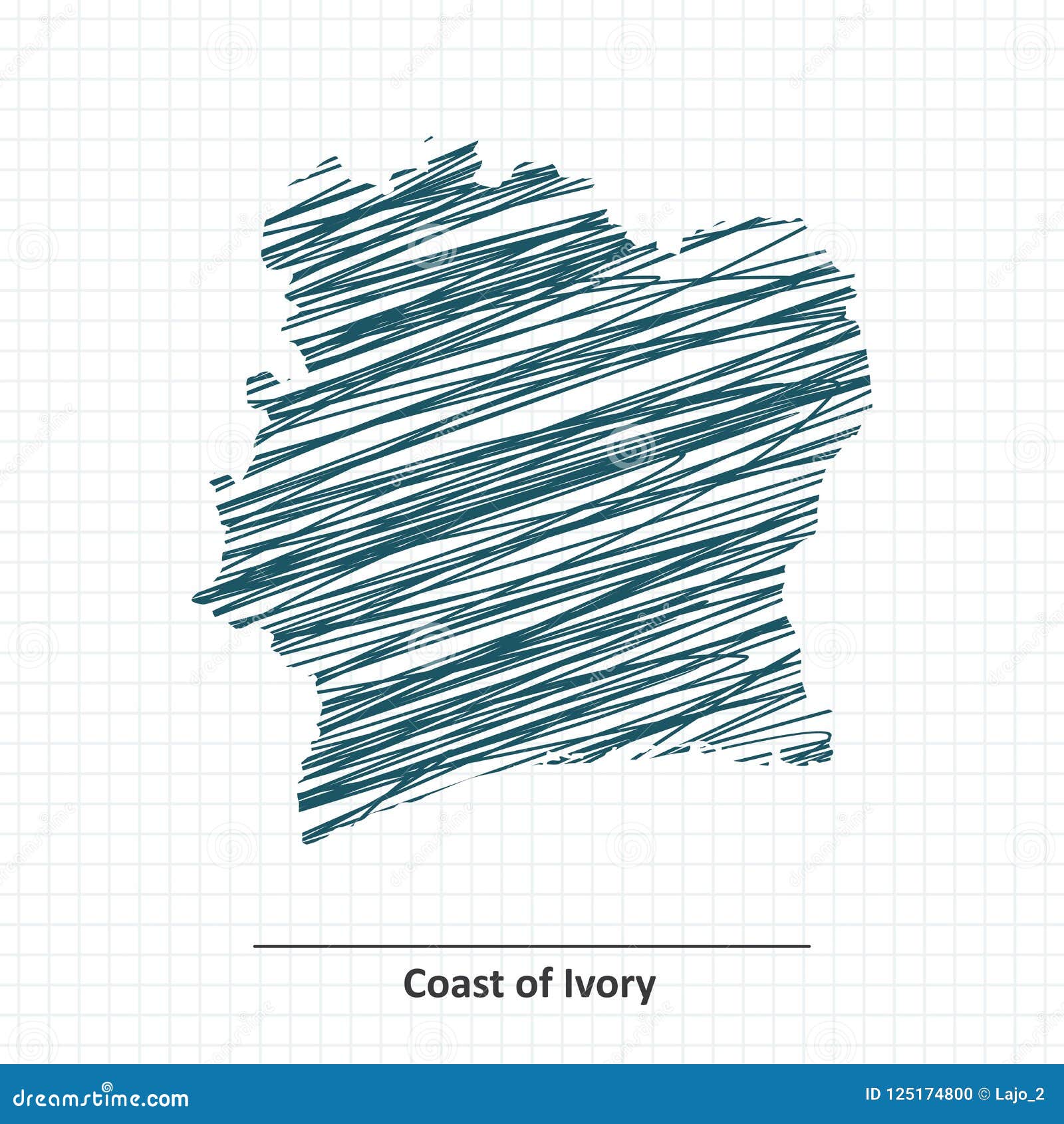 Doodle Sketch of Coast of Ivory Map Stock Vector - Illustration of ...