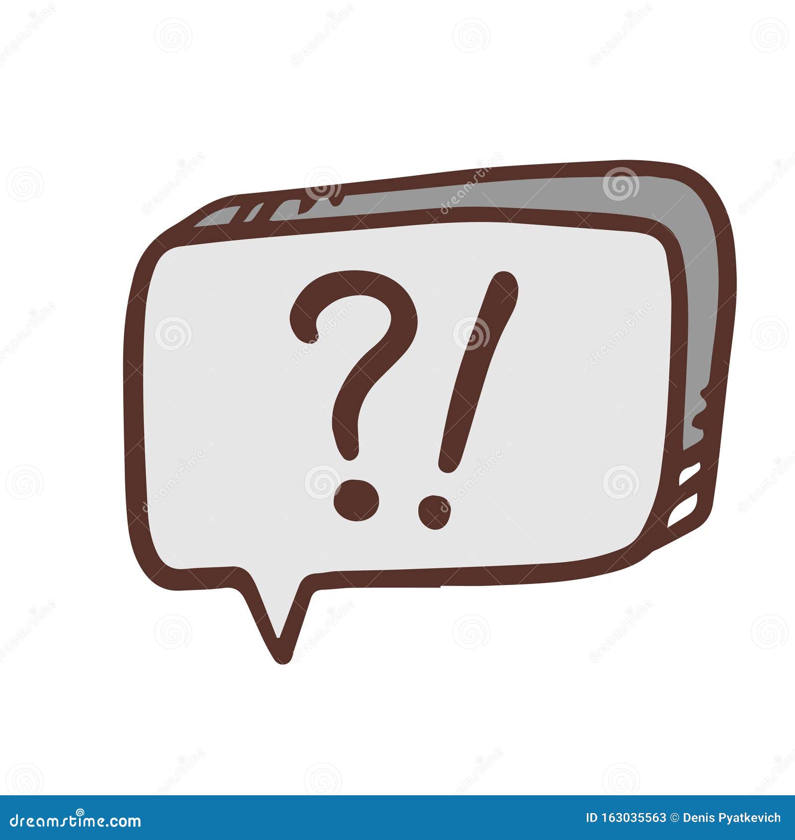 Doodle Sketch Exclamation and Question Mark in Dialog Box. Simple, Flat ...