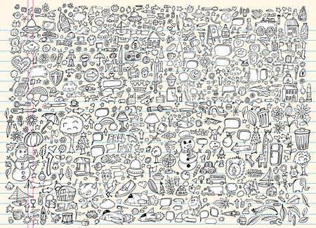 Doodle Sketch Notebook Vector Set Stock Vector - Illustration of love ...