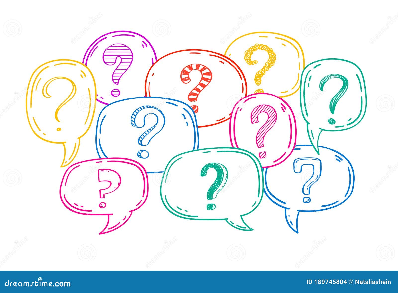 Sketch Question Marks. Hand Drawn Color Interrogation Signs, Scribble ...