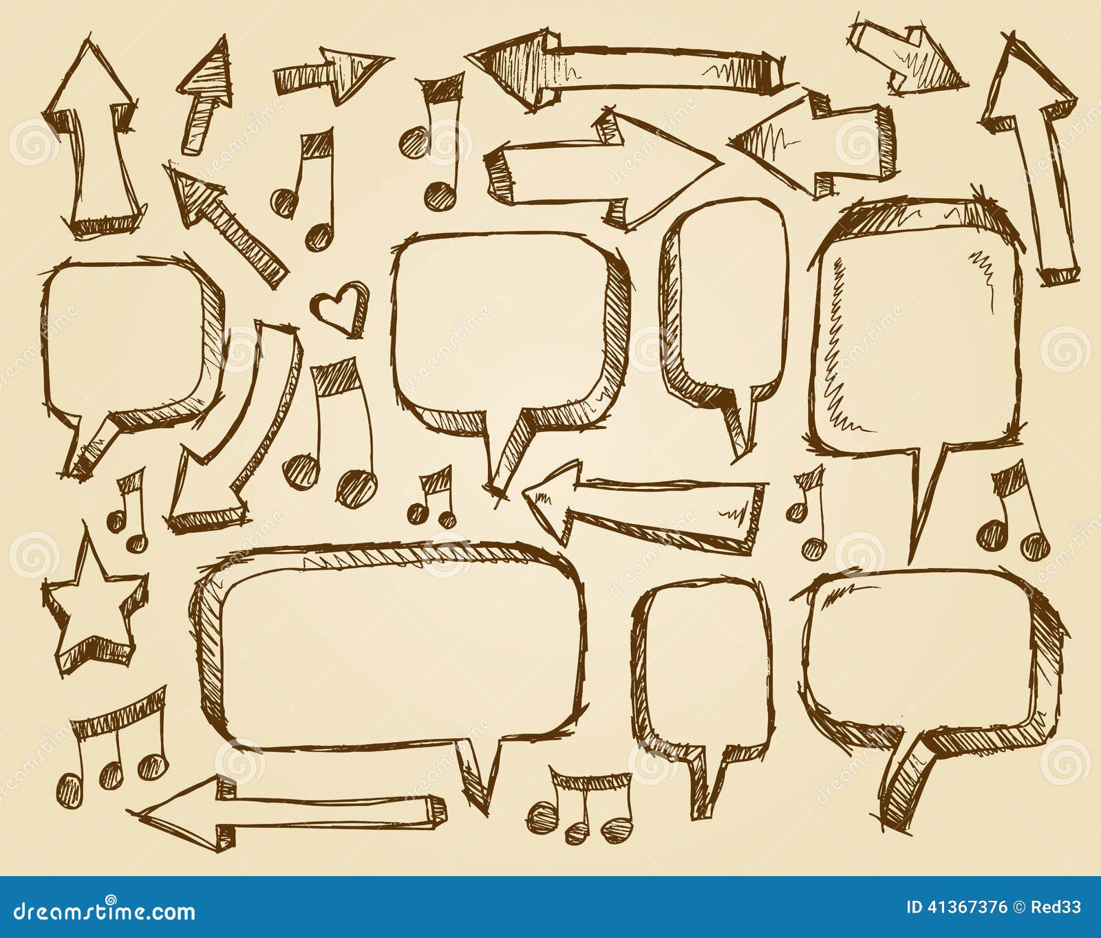 Sketch Speech Bubbles. Doodle Message Bubble Elements, Thinking ...