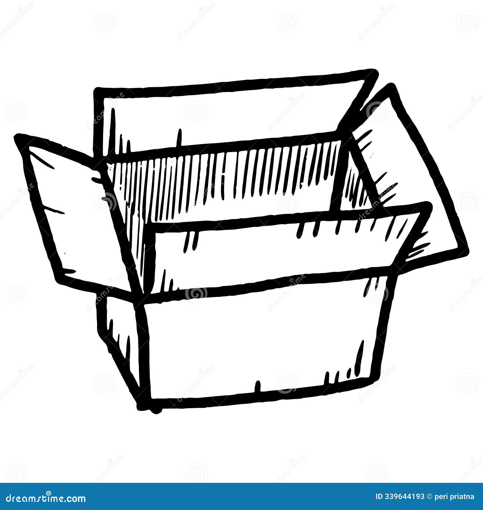 Doodle Sketch Style of Cardboard Box Drawn Illustration for Concept ...