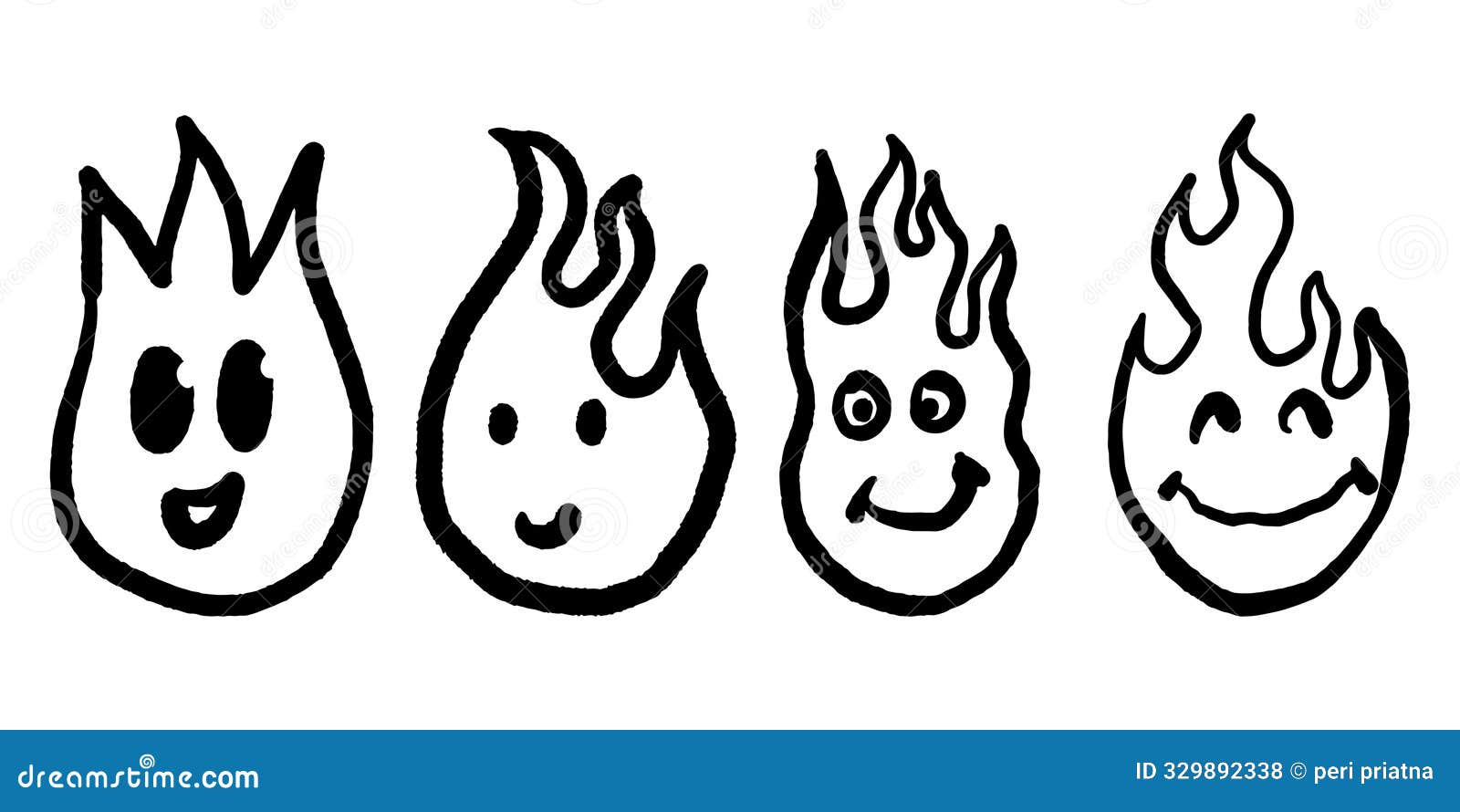 Doodle Sketch Style of Emoji Fire Smiling Icon Vector Illustration for ...