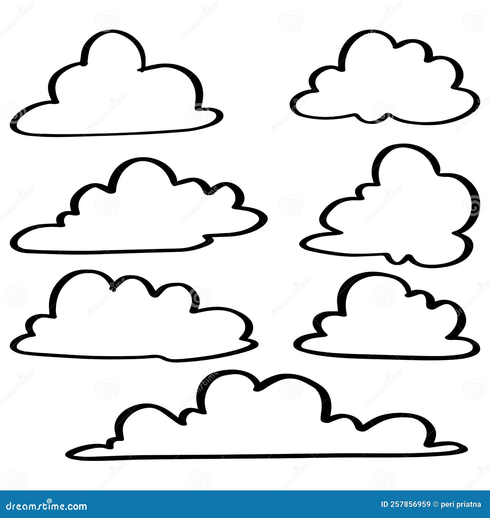Doodle Sketch Style of Hand Drawn Clouds Cartoon Vector Illustration ...