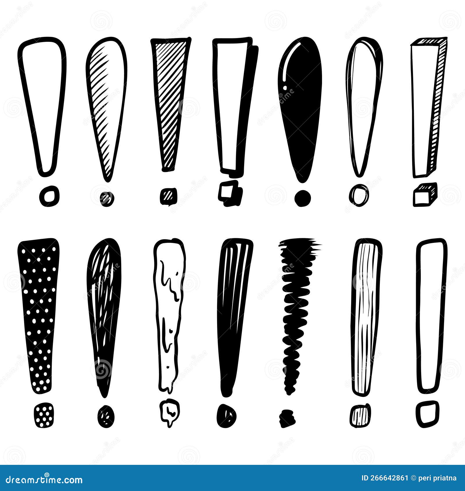 Doodle Sketch Style of Hand Drawn Exclamation Point Vector Illustration ...