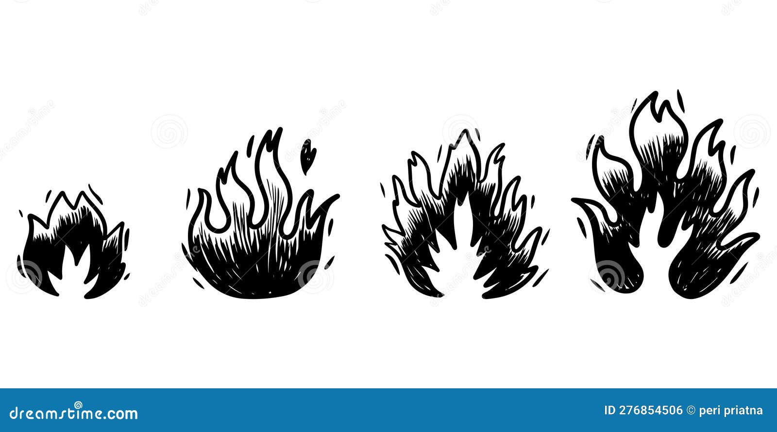 Doodle Sketch Style Of Hand Drawn Fire And Fireball Vector Illustration ...