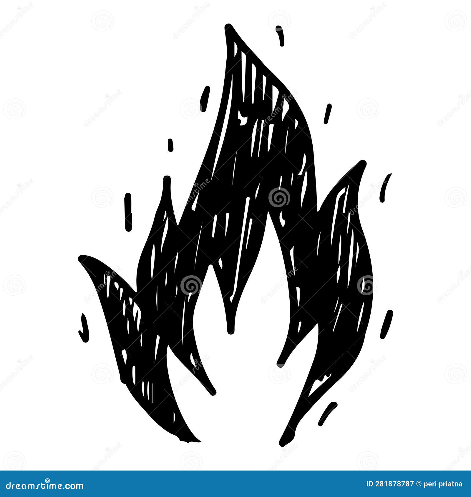 Doodle Sketch Style of Hand Drawn Fire Isolated on White Background ...