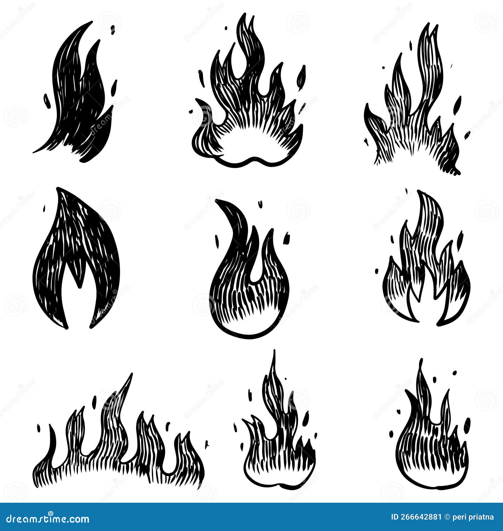 Doodle Sketch Style of Hand Drawn Fire Vector Illustration Stock Vector ...