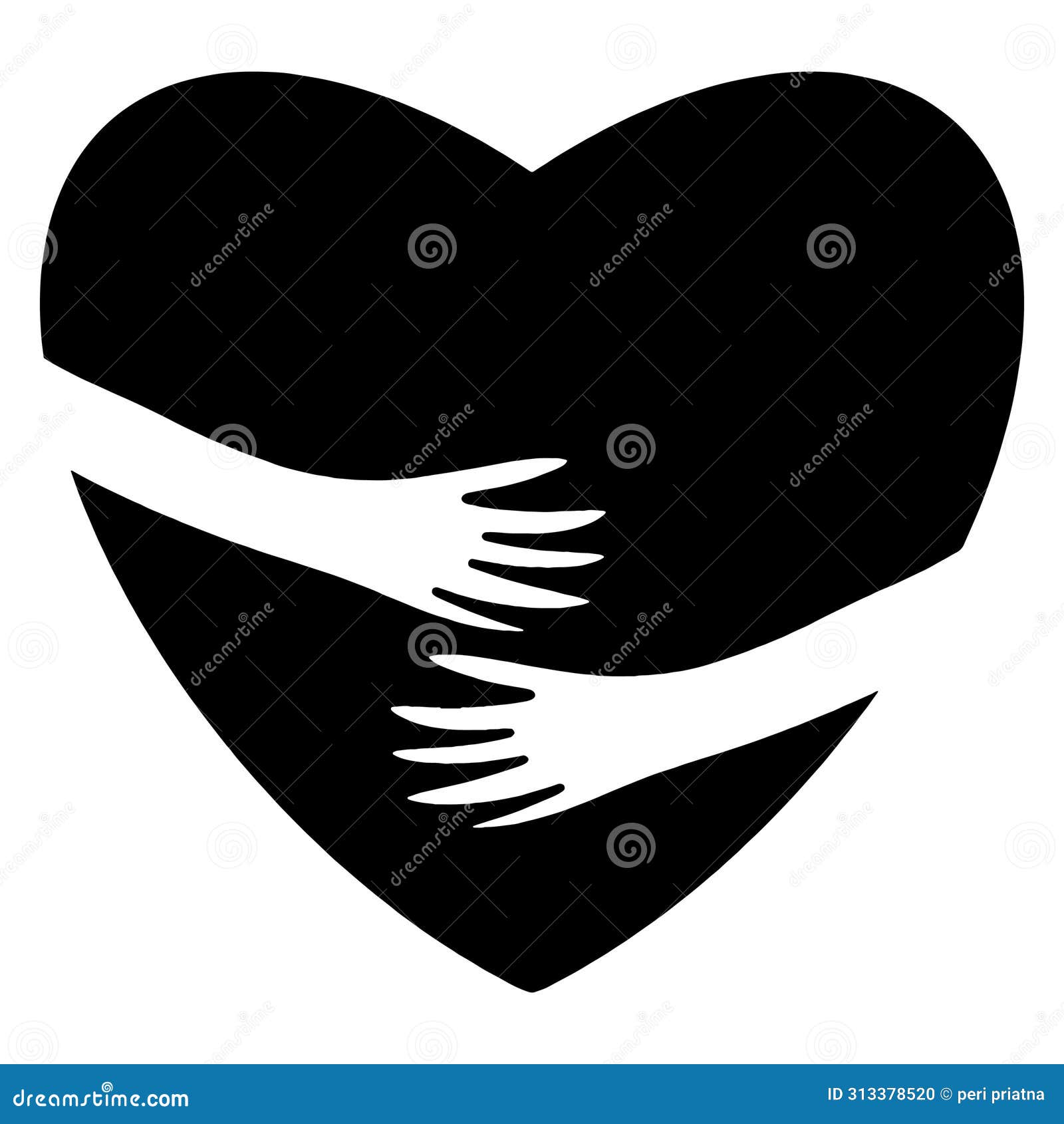 Doodle Sketch Style of Heart with Hand Hug Gesture Vector Illustration ...