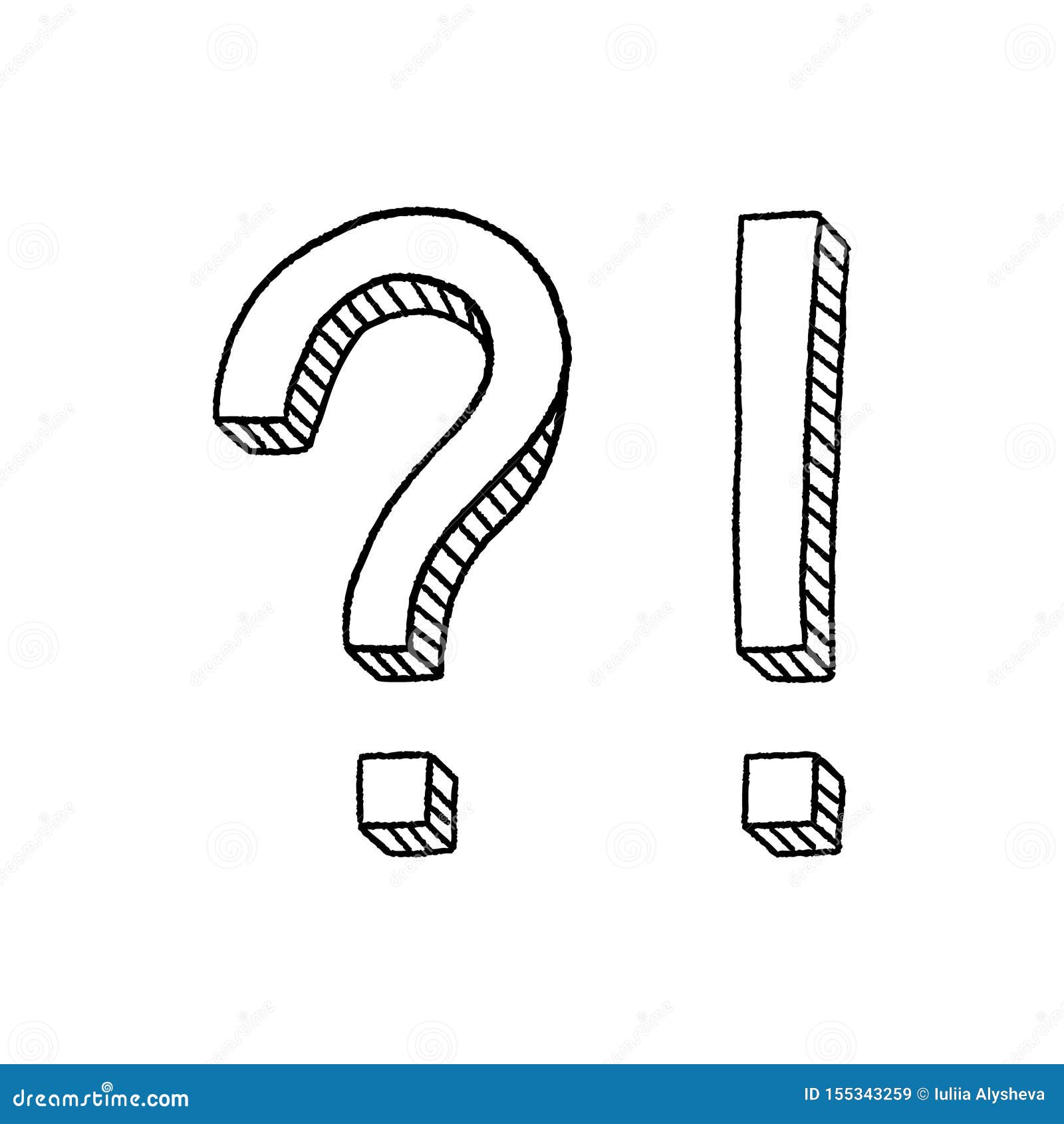 Hand Drawn Question Mark and Exclamation Point. Stock Vector ...