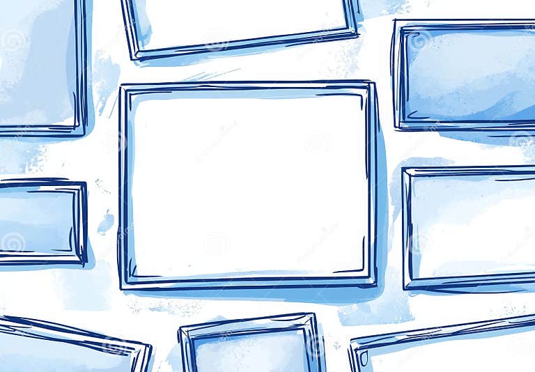 A Doodle Sketch Style Set of Hand-drawn Rectangular Frames, Bordered ...