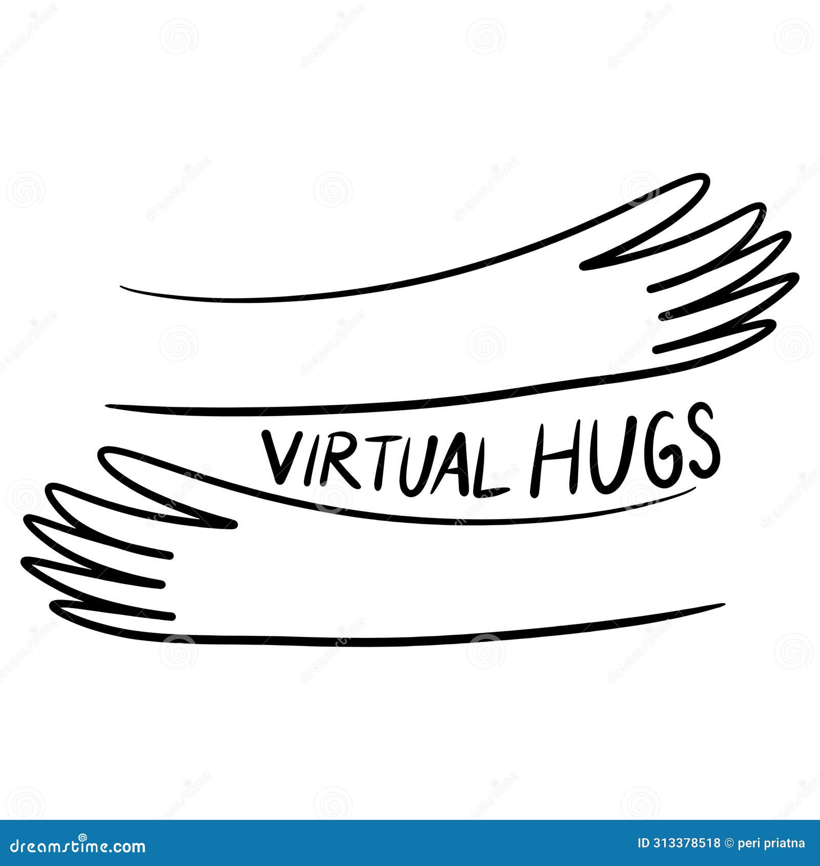 Doodle Sketch Style of Virtual Hugs Vector Illustration for Concept ...