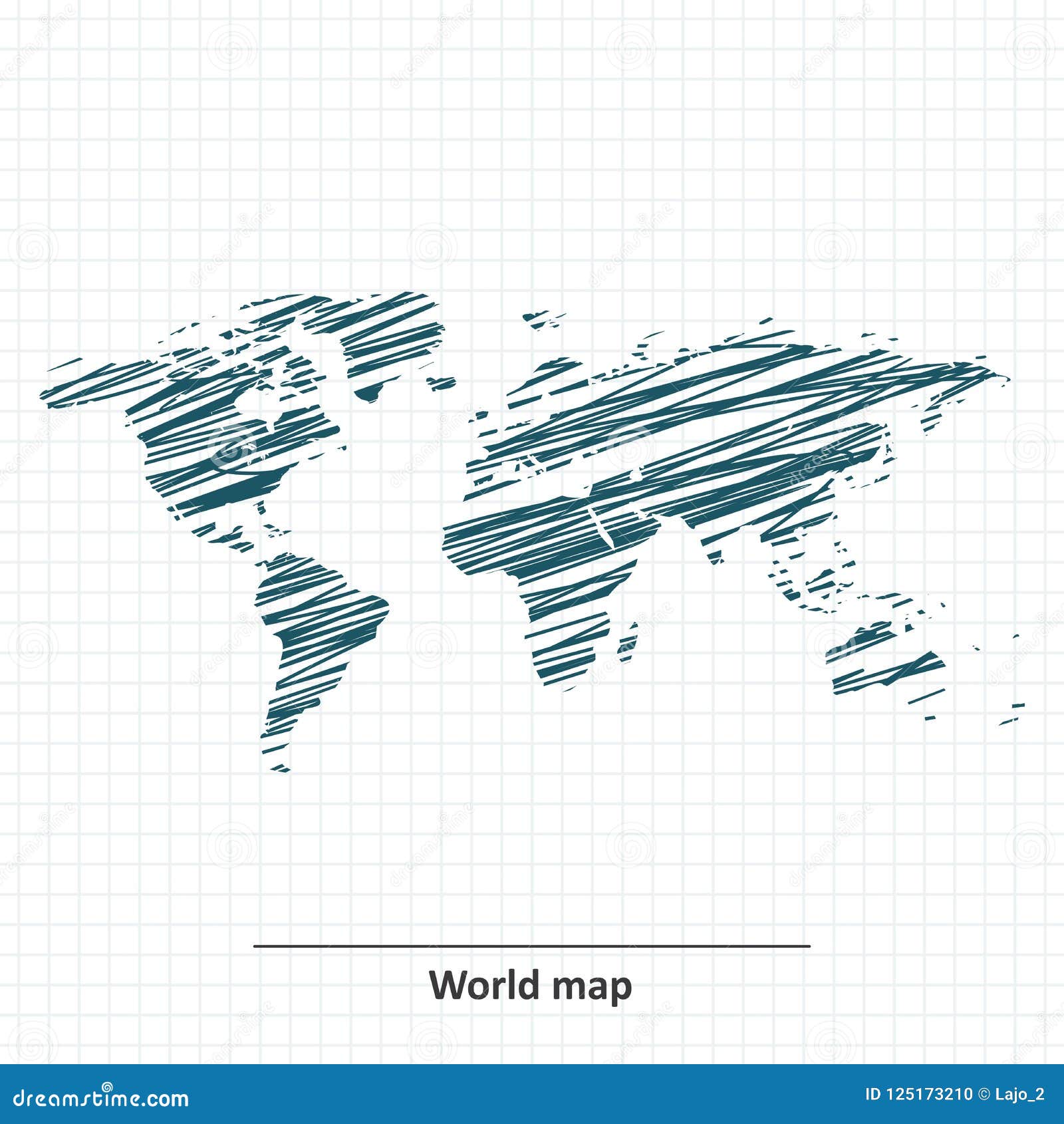 Doodle sketch of World map stock vector. Illustration of black - 125173210