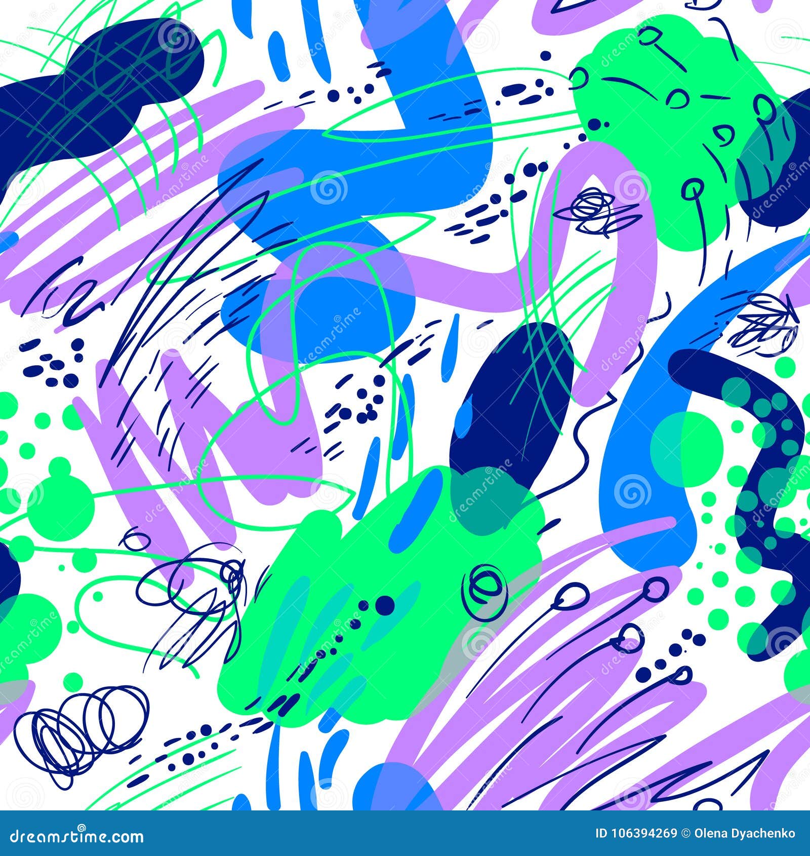 Doodle Sketchy Abstract Seamless Pattern. Background with Transparent ...