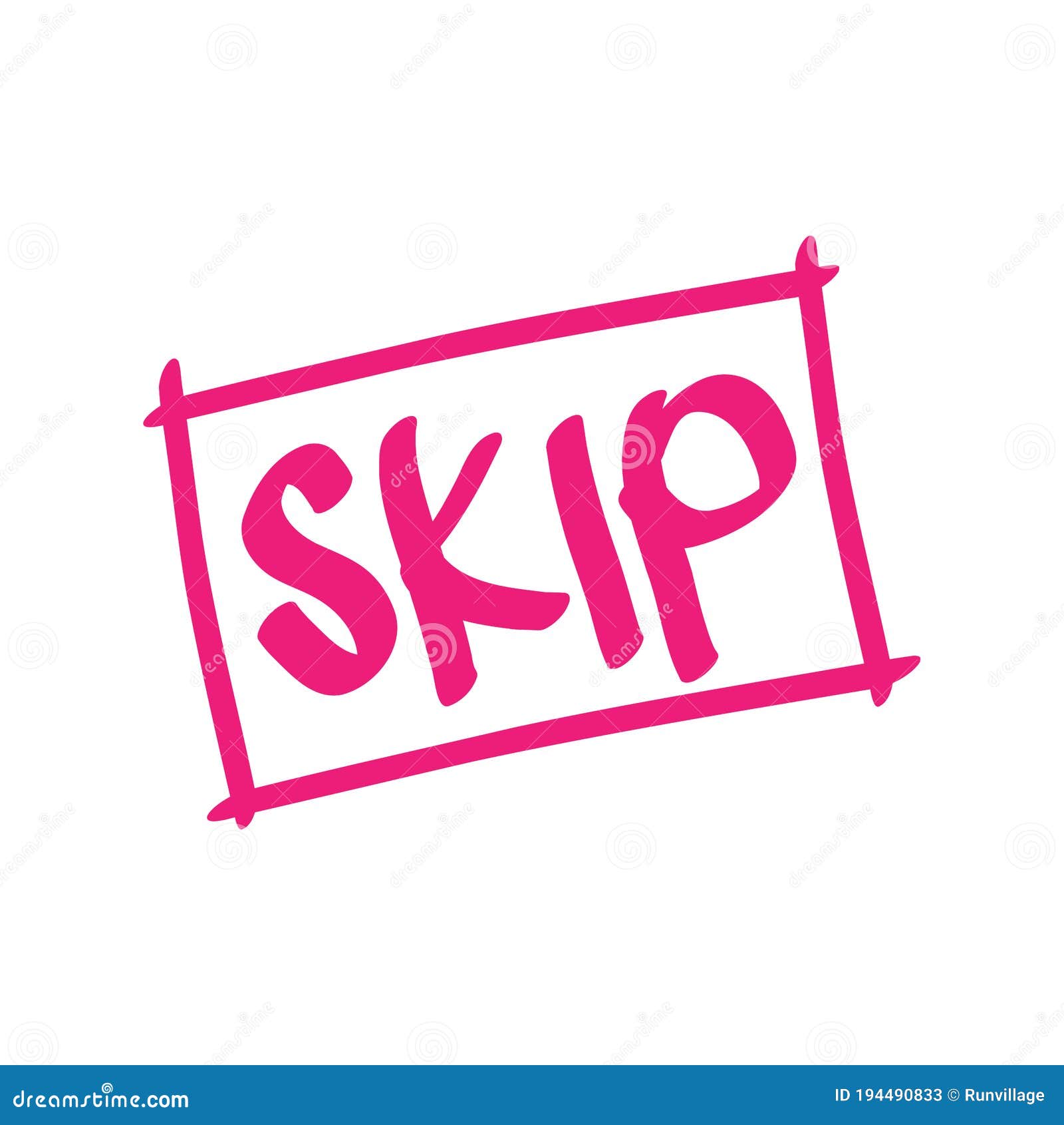 Doodle of Skip Text with Magenta Color for Sticker or Any Design Stock ...