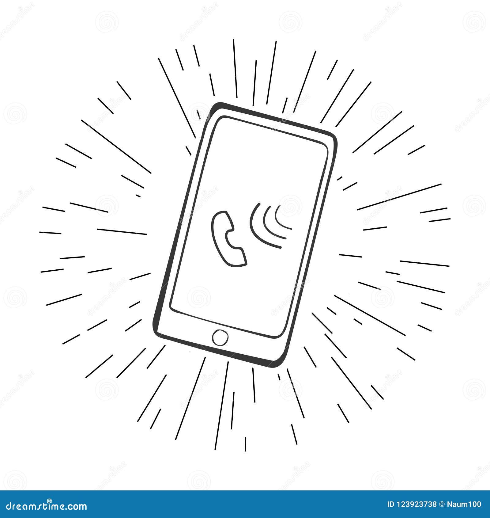 Doodle Smartphone with Call Sign on Screen Stock Vector - Illustration ...