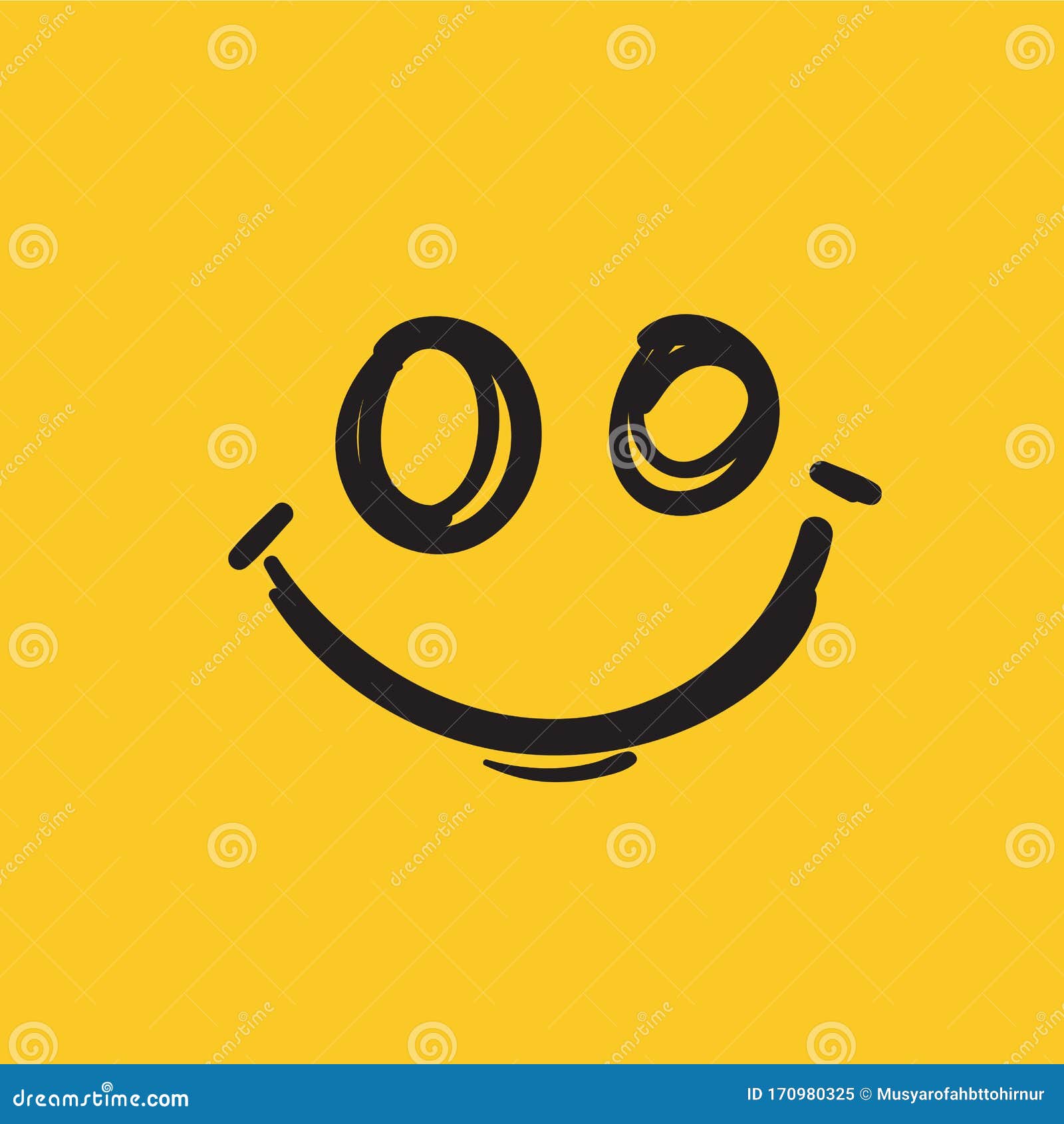 Doodle Smile Emoticon Expression with Simple Doodle Style Vector ...