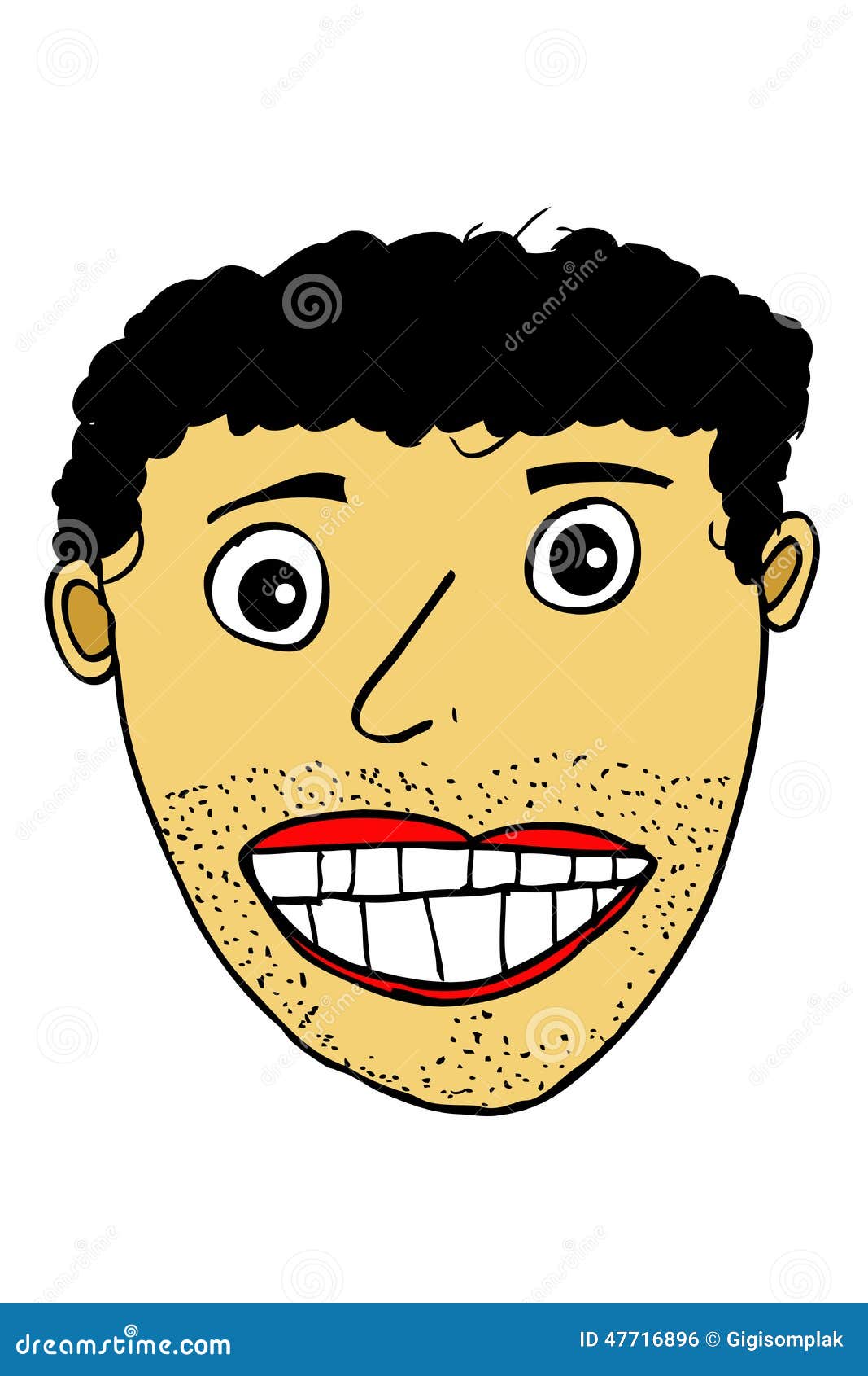 Doodle Smiling Kind Girl With Dimples On The Cheeks Cartoon Vector ...