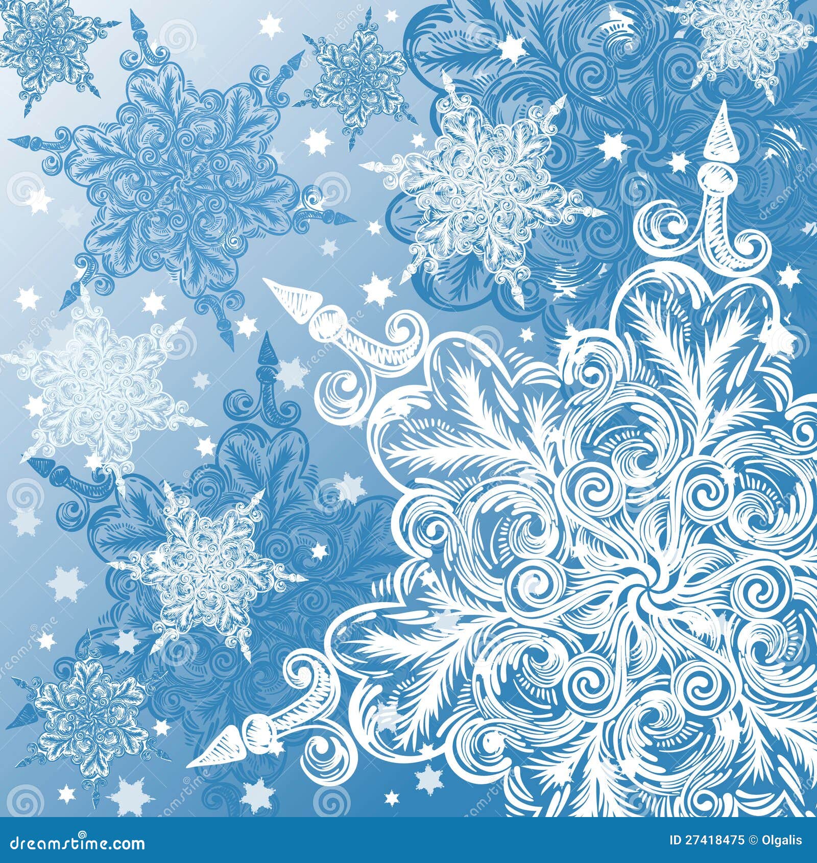 Doodle Snowflake Christmas Background Stock Illustration - Illustration ...