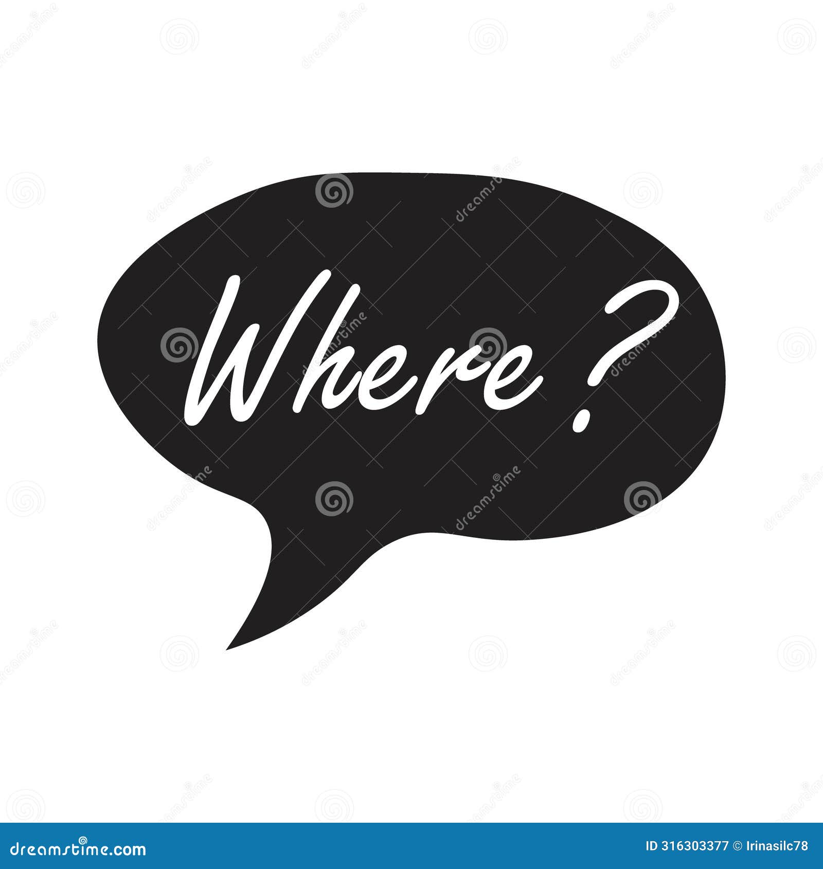 Doodle Speech Bubble with Where Question. Brainstorming, Information ...