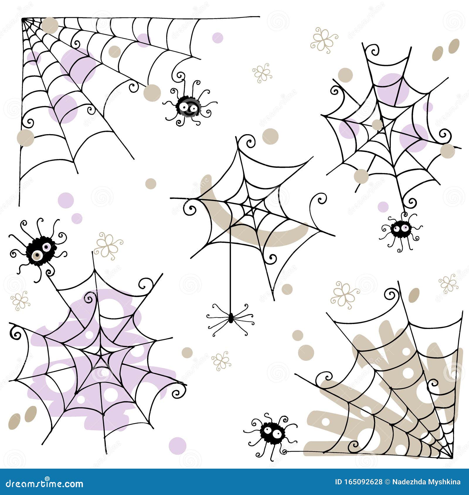 Doodle Spider and Cobweb Hand Drawn Vector Illustration Stock Vector ...
