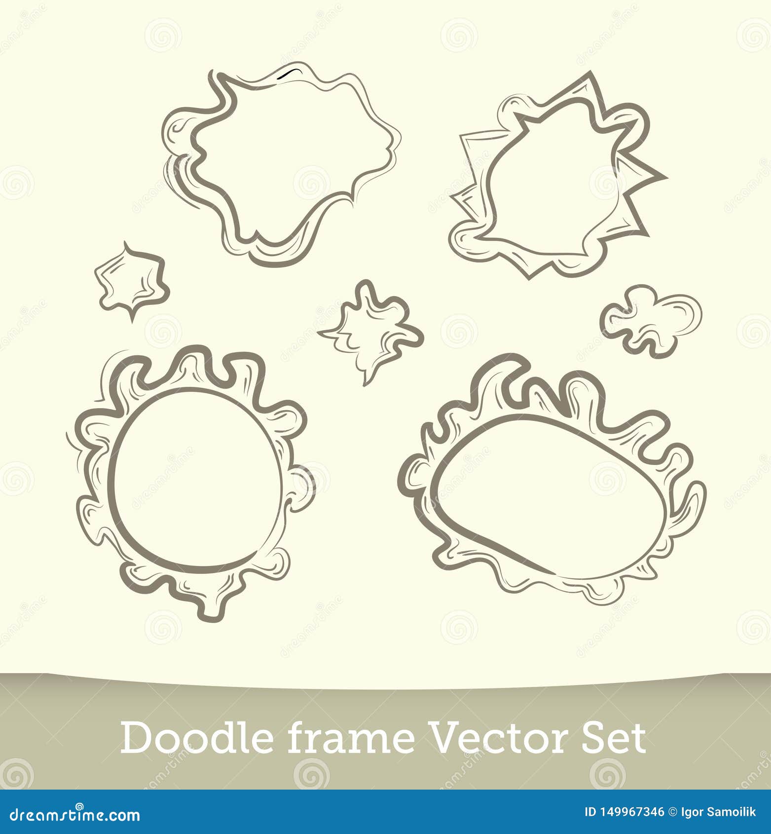 Doodle Splash Frame Set Isolated on White Background. Vector Stock ...
