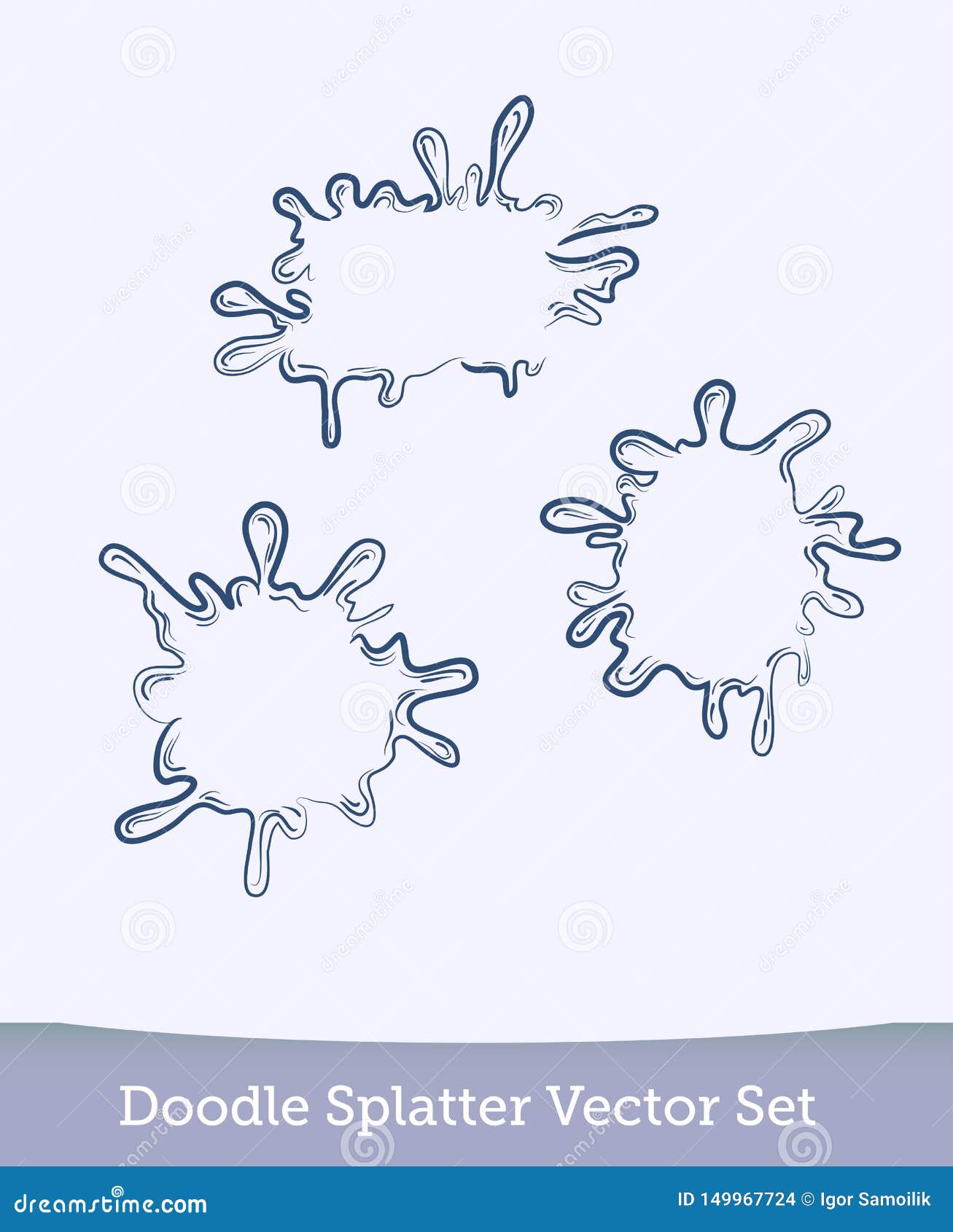 Doodle Splash Frame Set Isolated on White Background. Vector Stock ...