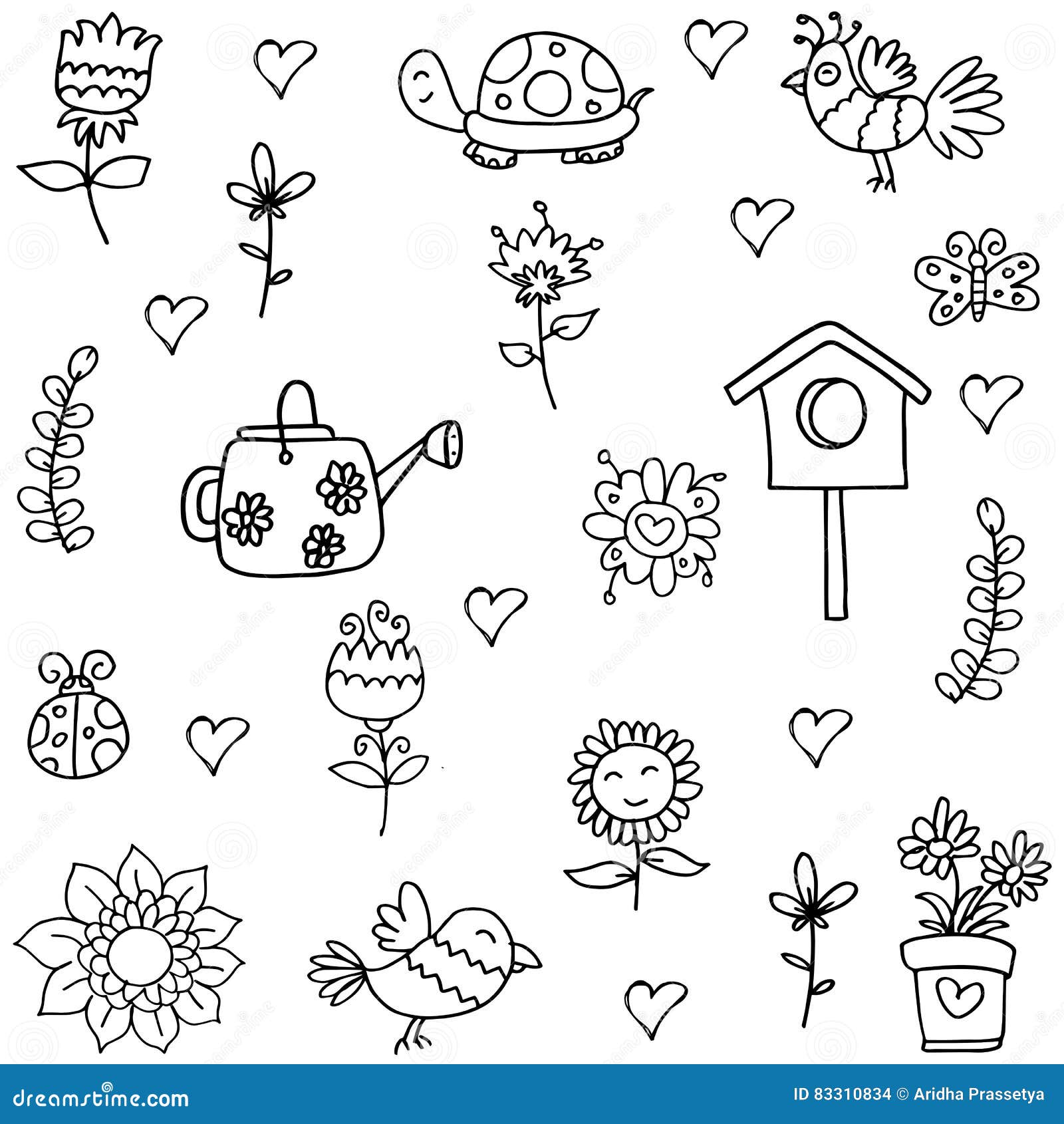 Doodle of Spring Collection Stock Stock Vector - Illustration of insect ...