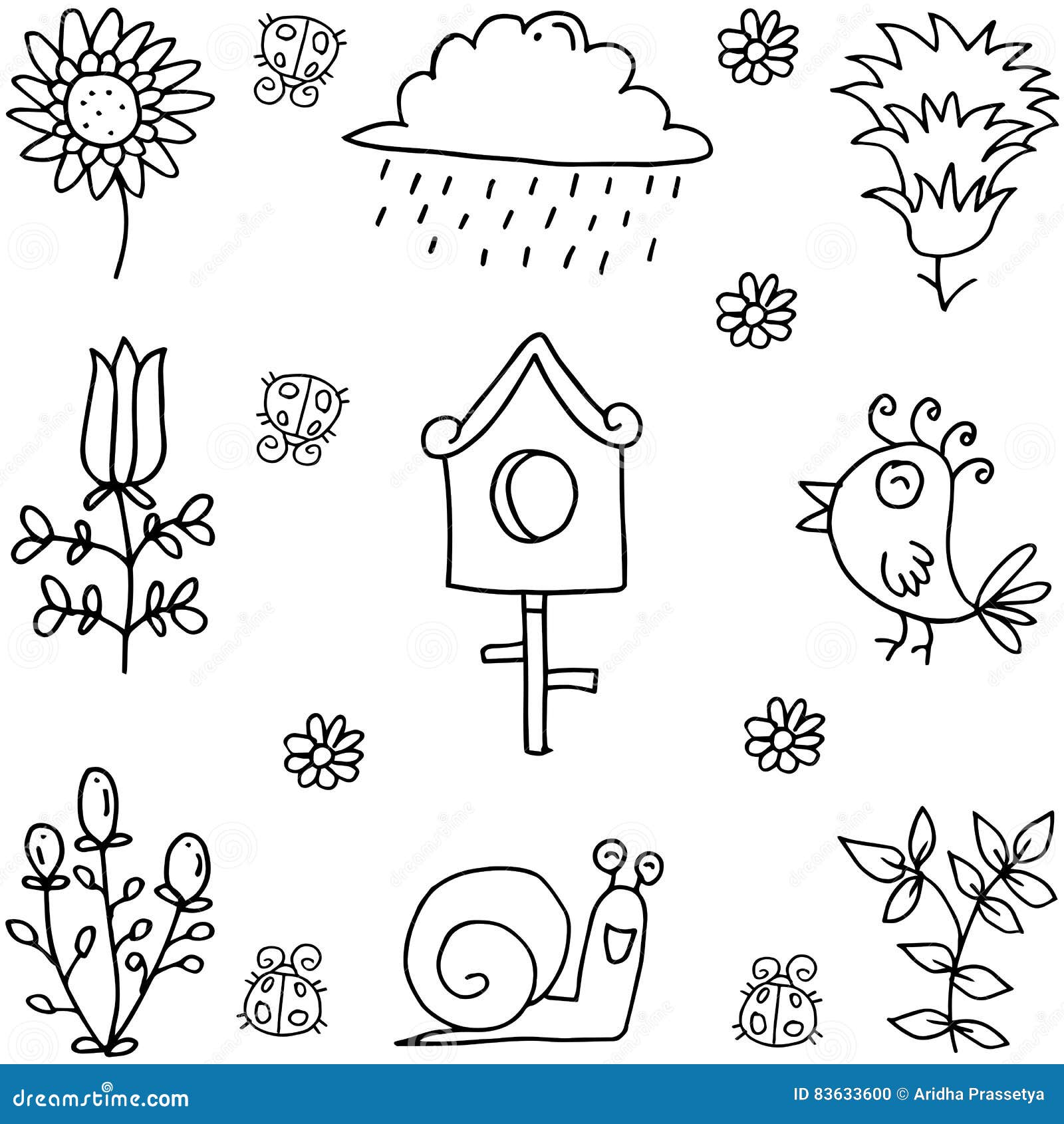 Doodle of Spring Flower Set Stock Vector - Illustration of design ...