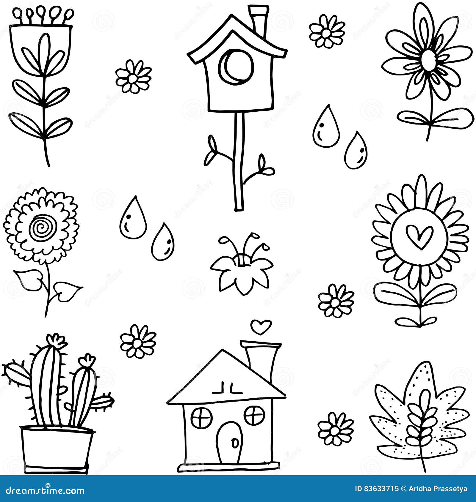 Doodle of Spring with Hand Draw Stock Vector - Illustration of leaf ...