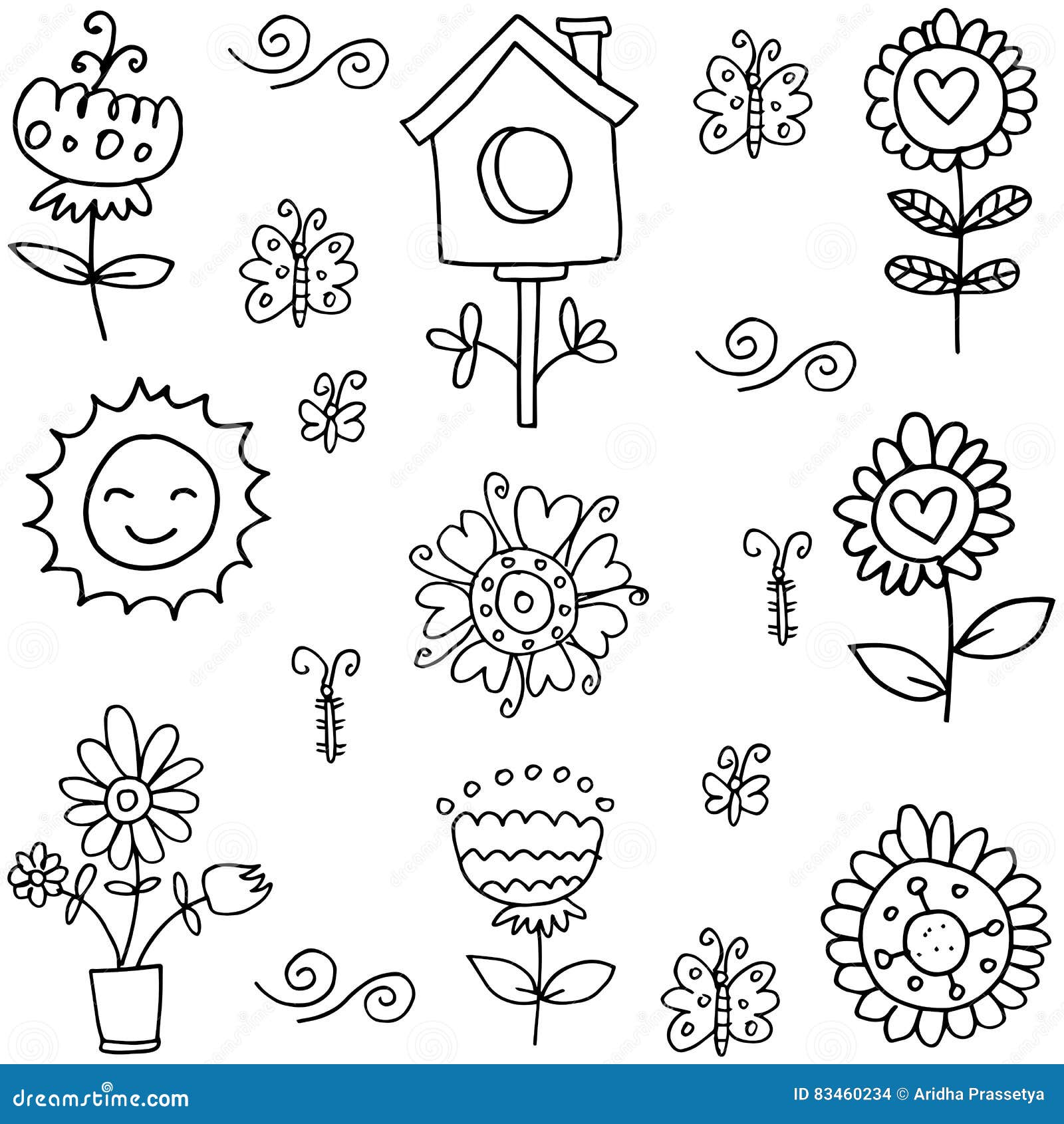 Doodle of Spring Item Hand Draw Stock Vector - Illustration of paint ...