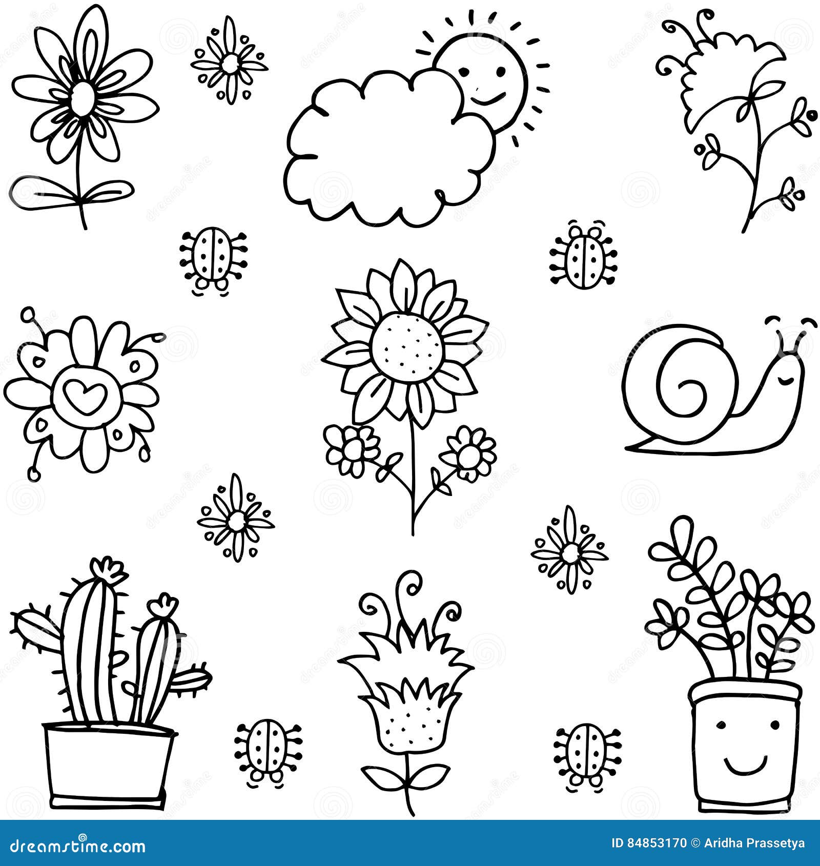 Doodle of Spring Theme Collection Stock Vector - Illustration of water ...