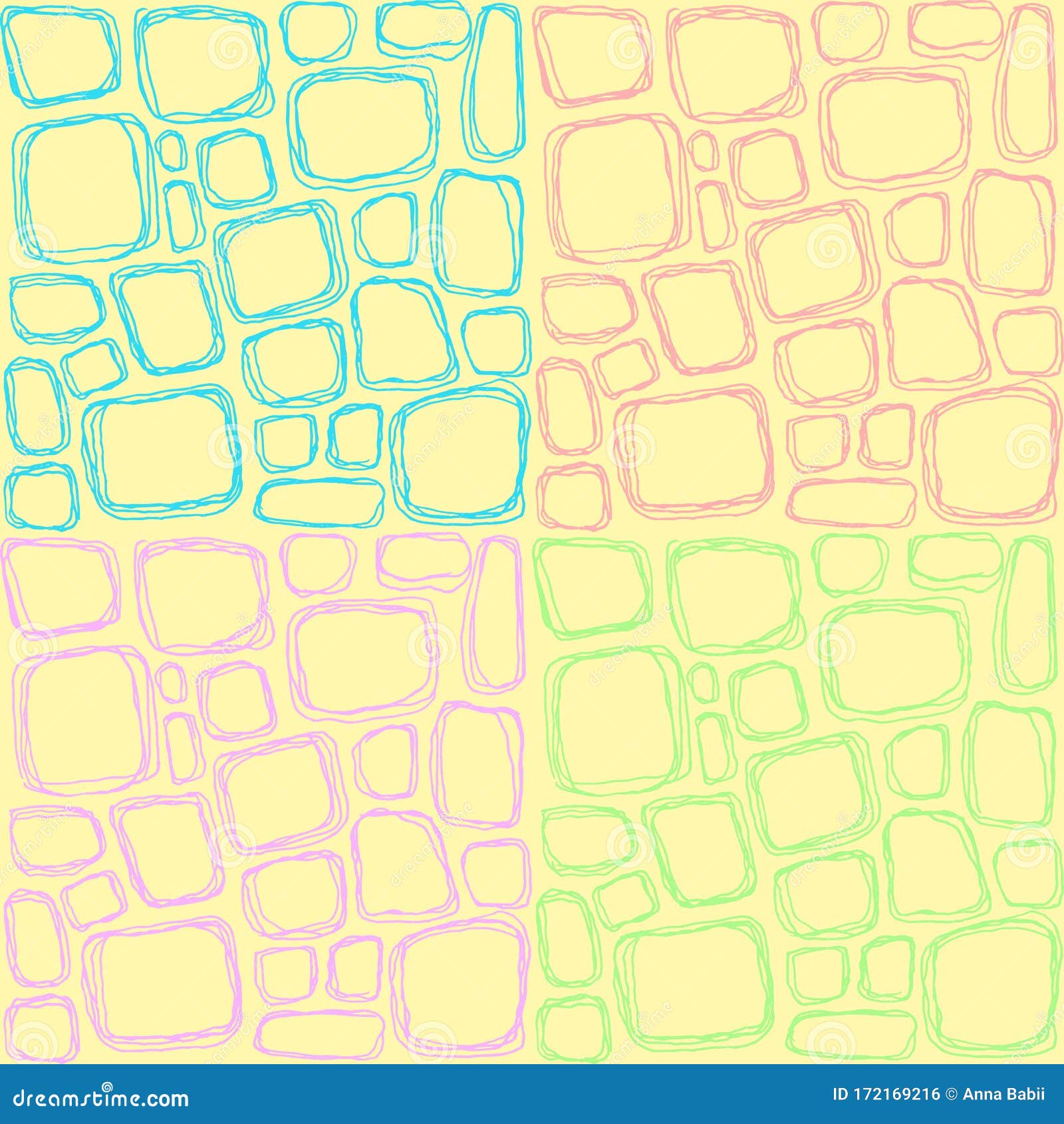 Doodle Square Seamless Colorful Pattern. Vector Illustration. Stock Vector - Illustration of ...