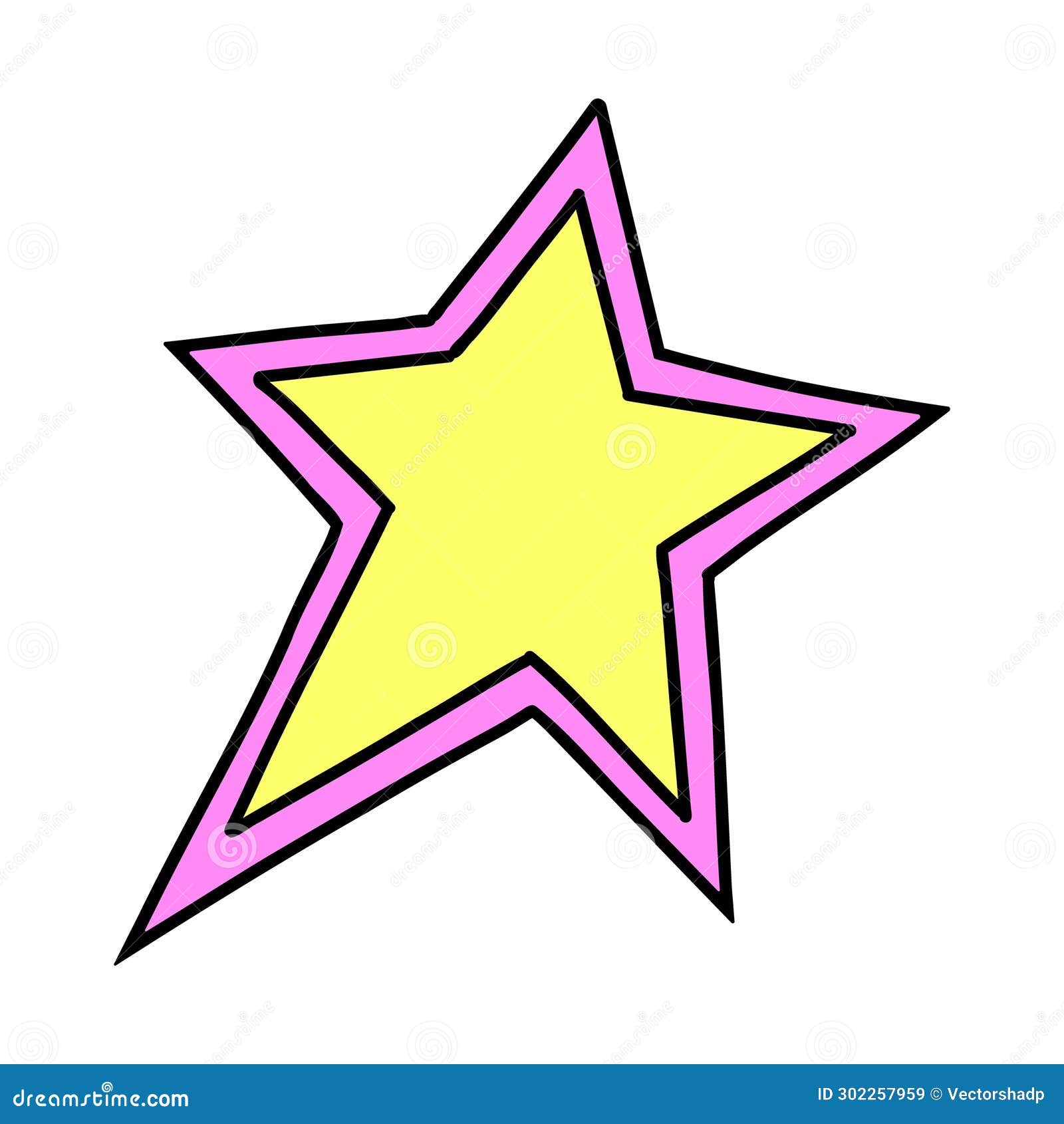 Doodle Star Icon. 1990 Retro Colored Star Symbol Stock Illustration ...