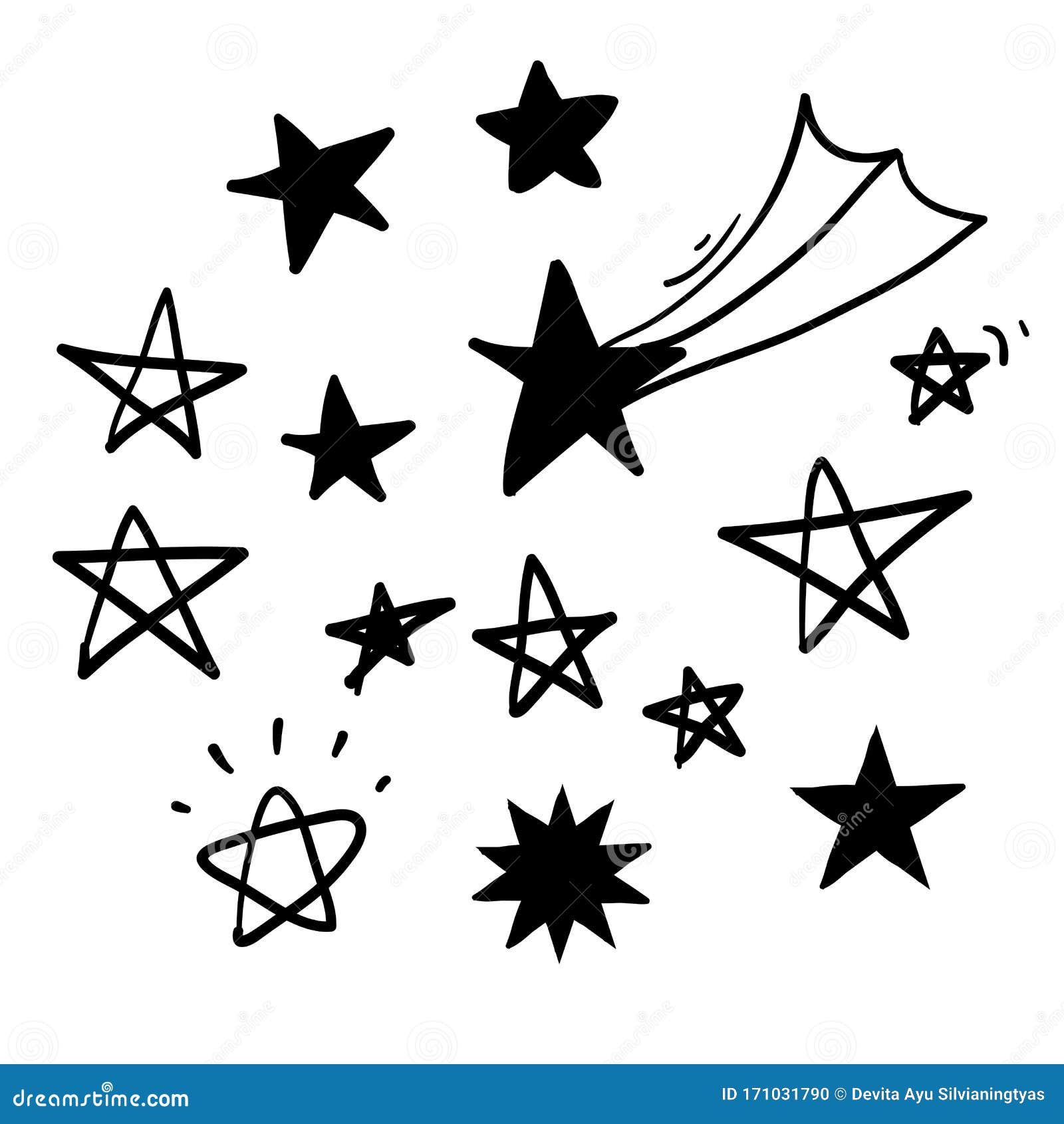 Doodle Star And Cloud Hand Draw Frame And Border Colourful Set Cartoon ...