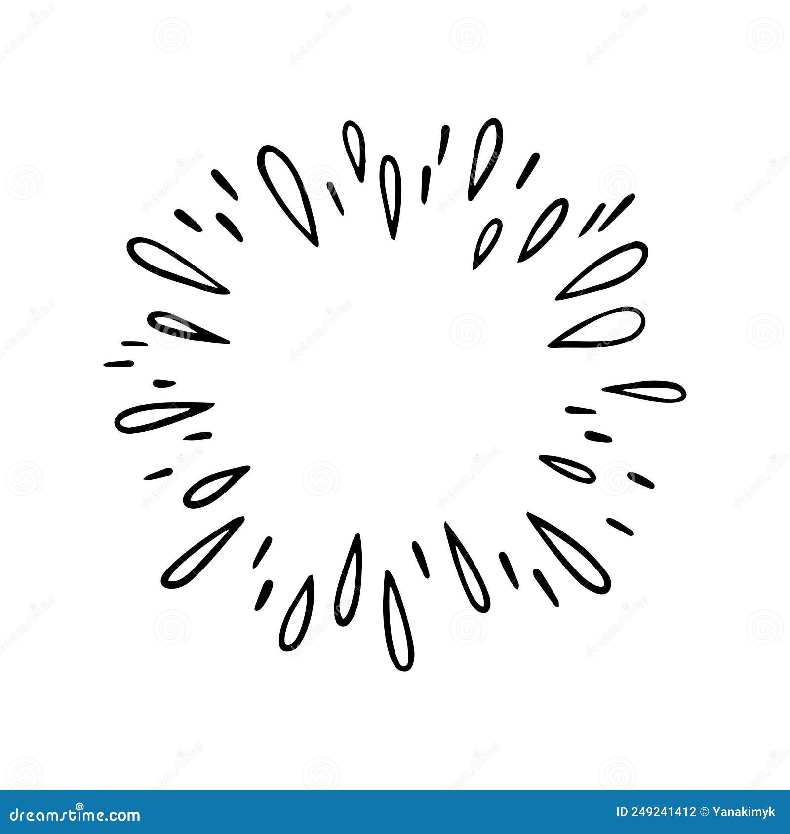 Doodle Starburst. Outline Splash with Drops. Firework Isolated Light ...