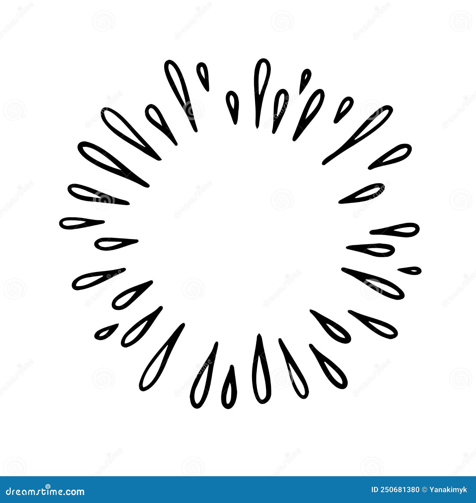 Doodle Starburst. Outline Splash with Drops. Firework Isolated Light ...