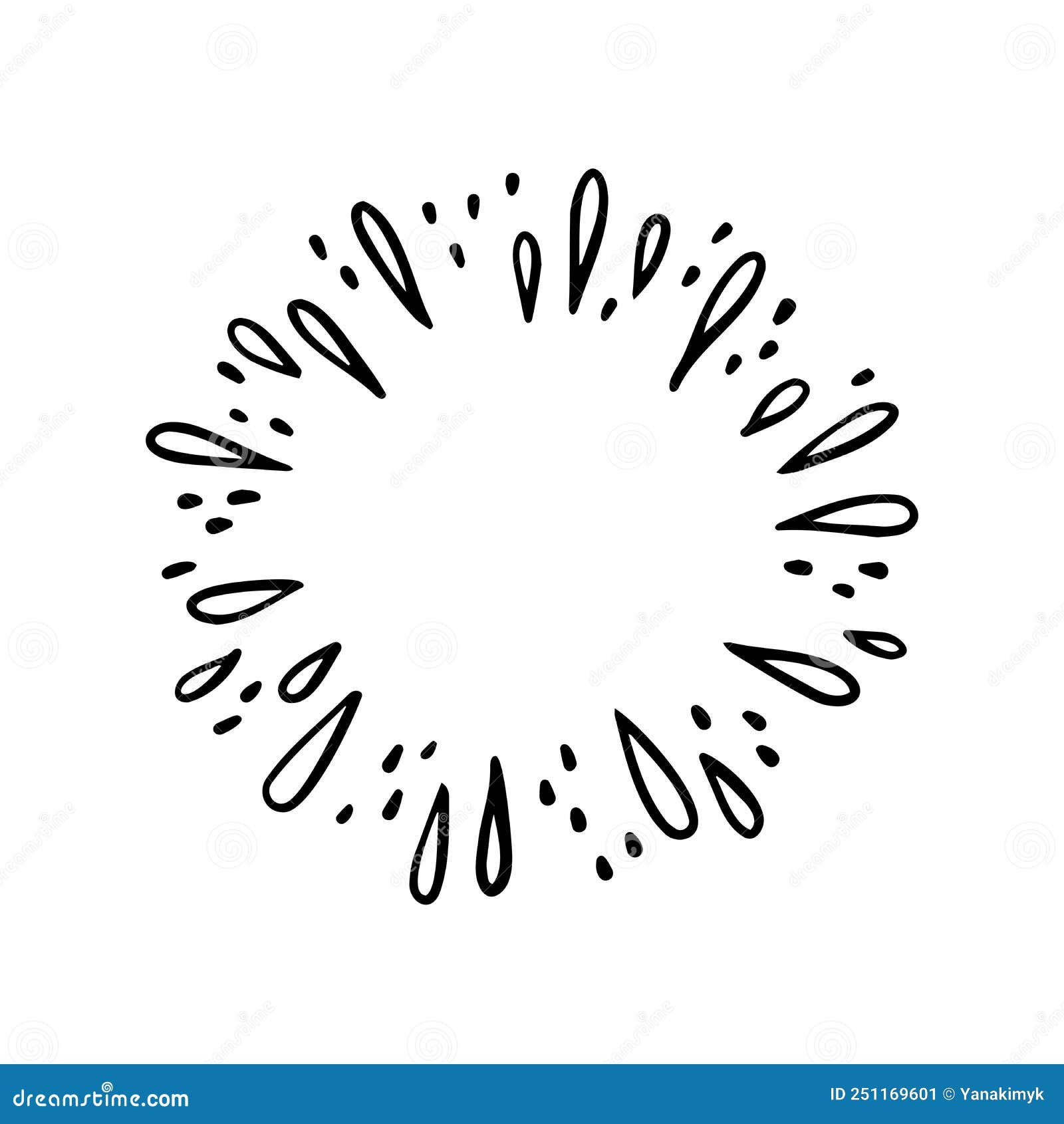 Doodle Starburst. Outline Splash with Drops. Firework Isolated Light ...