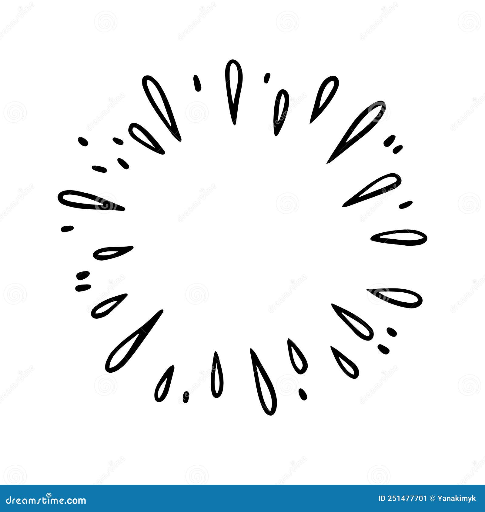 Doodle Starburst. Outline Splash with Drops. Firework Isolated Light ...