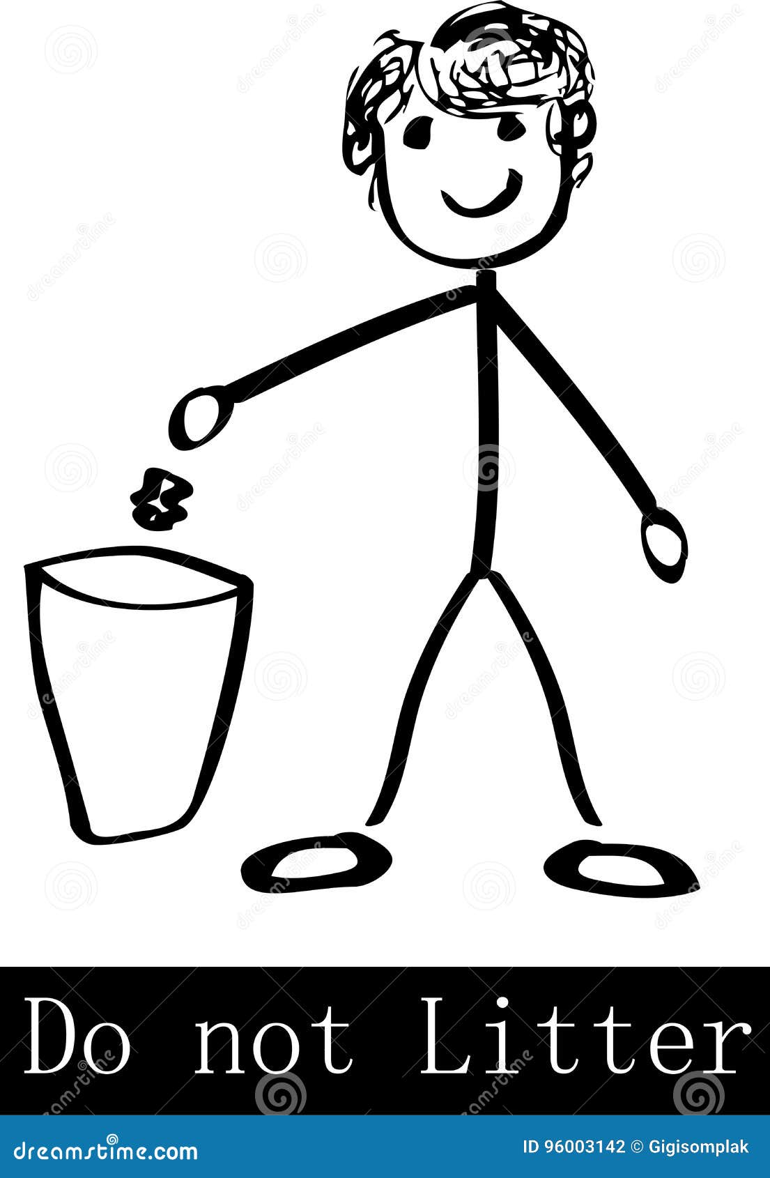 Doodle Stick Man Do Not Litter Cartoon Vector | CartoonDealer.com #96003221