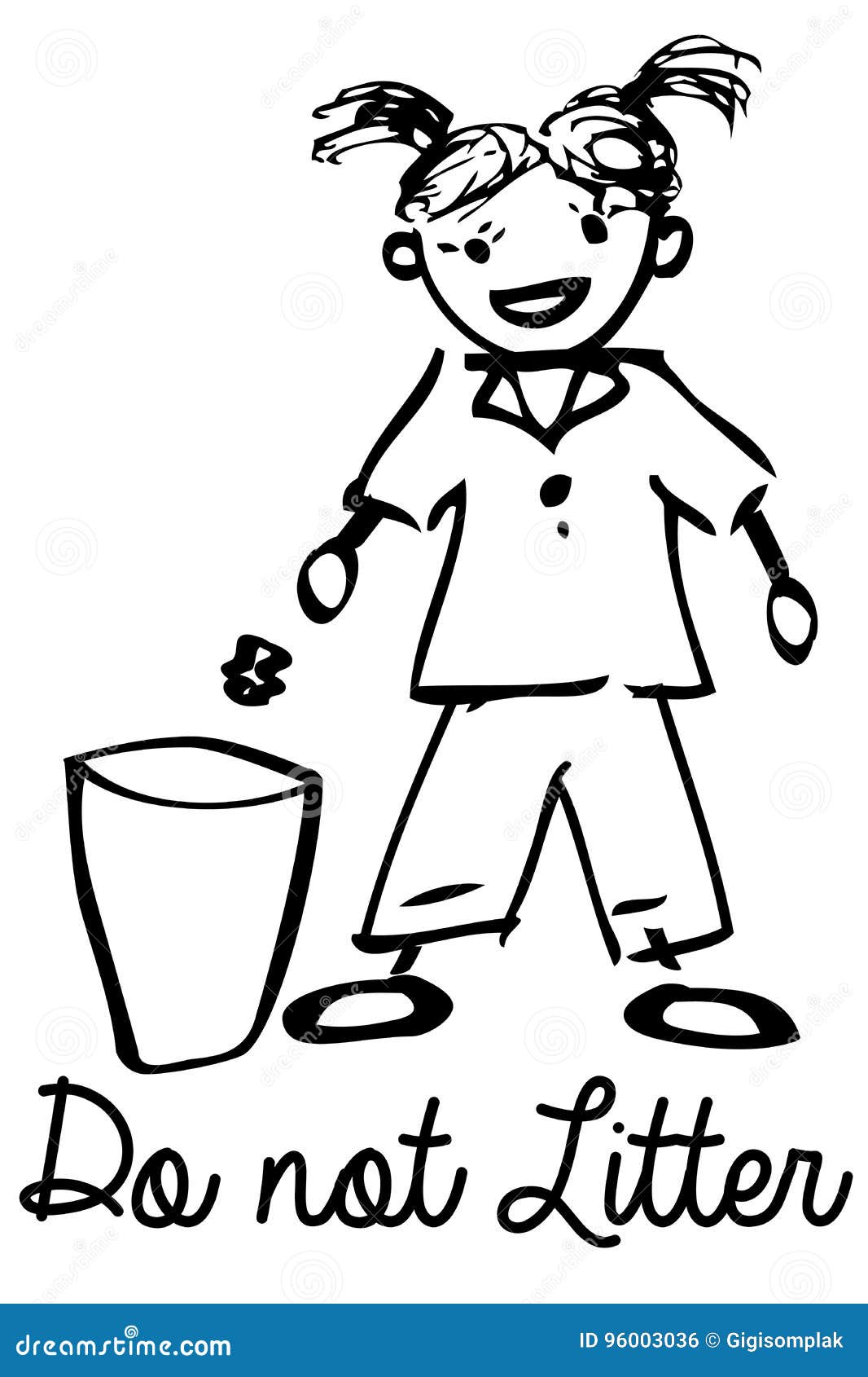 Doodle Stick Woman Do Not Litter Stock Vector - Illustration of people ...