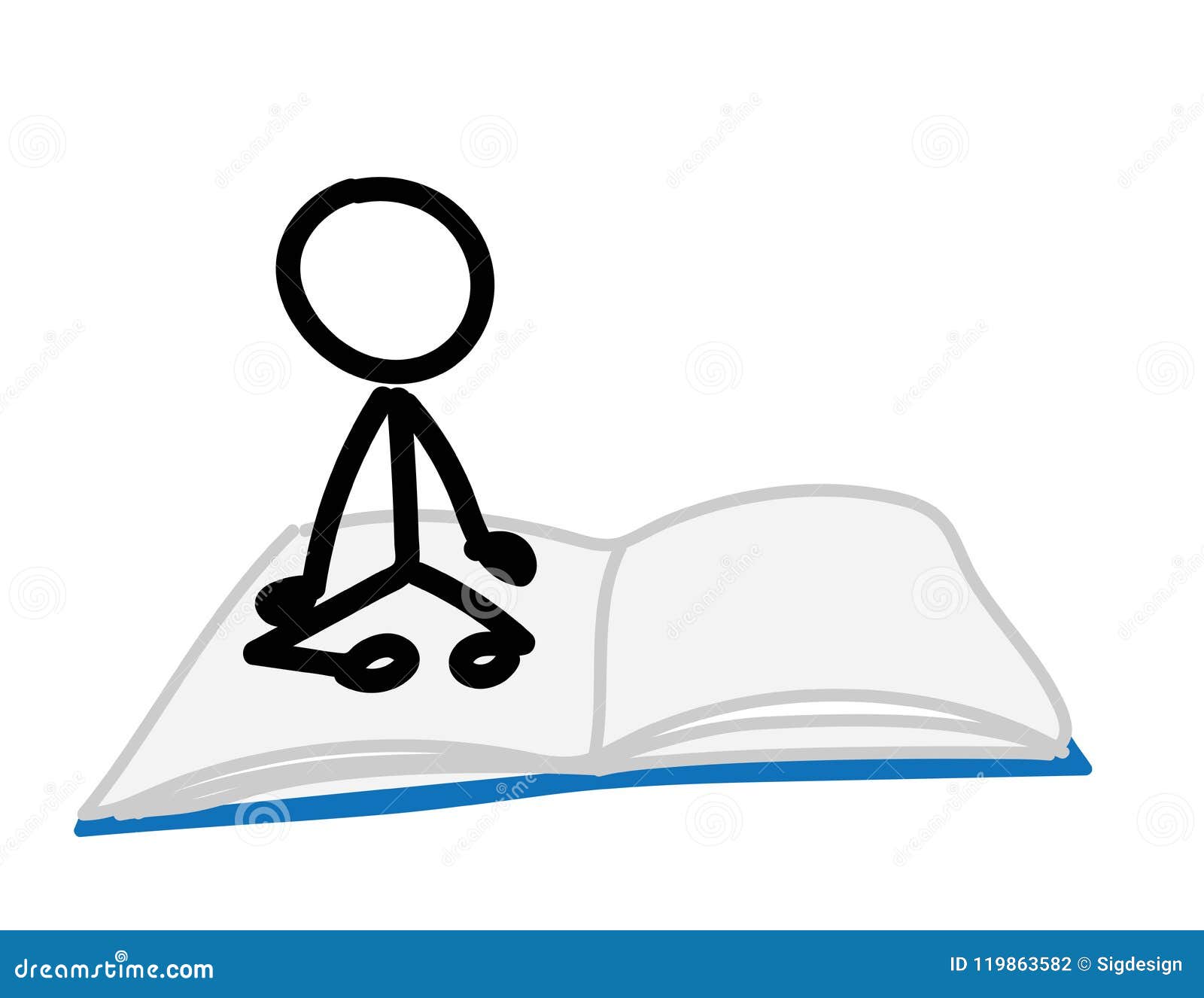 Doodle Stickfigure Sitting on Open Books Stock Vector - Illustration of ...
