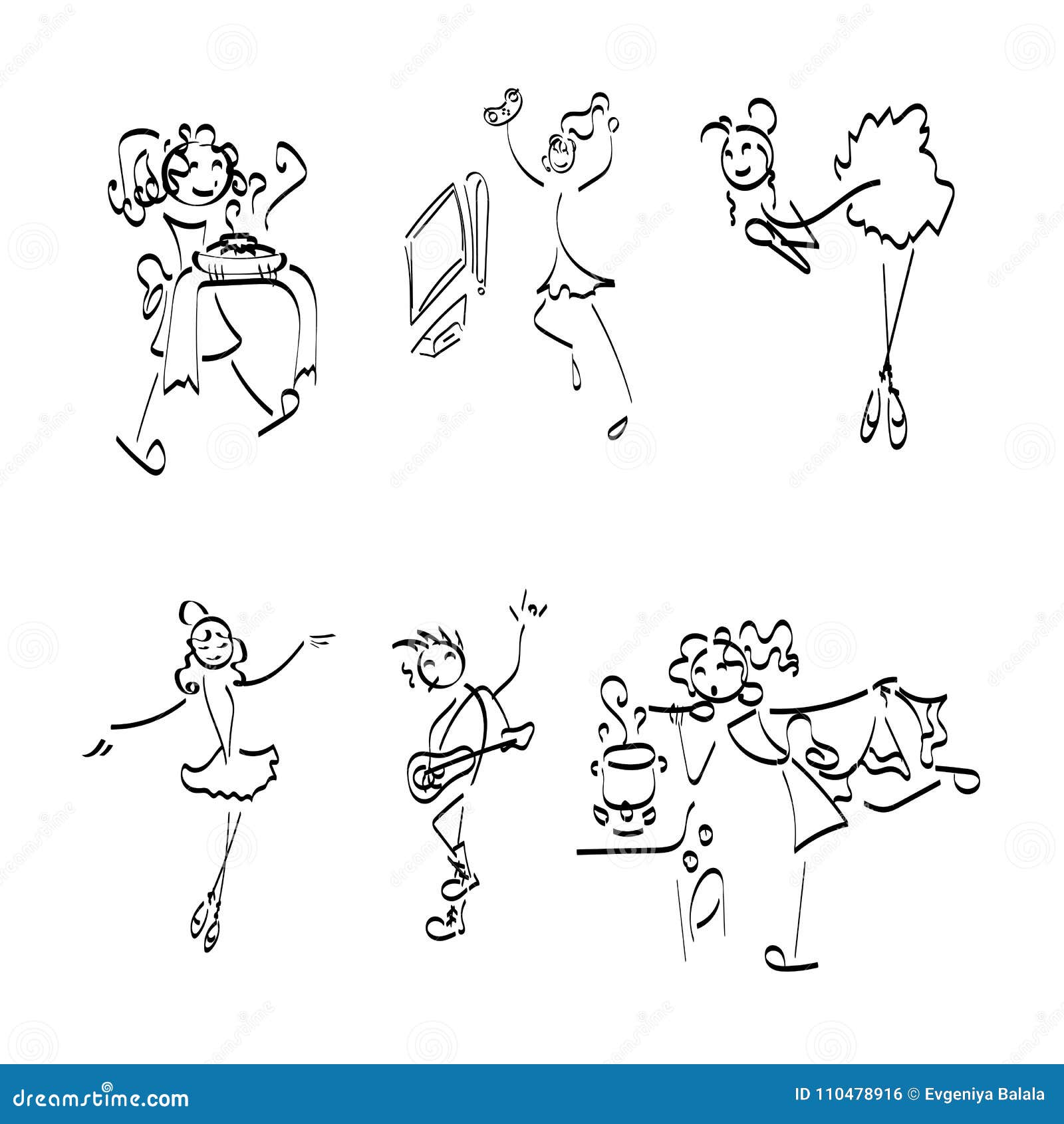 Doodle Stickman Collection. Illustration Concept Set Stock Vector ...