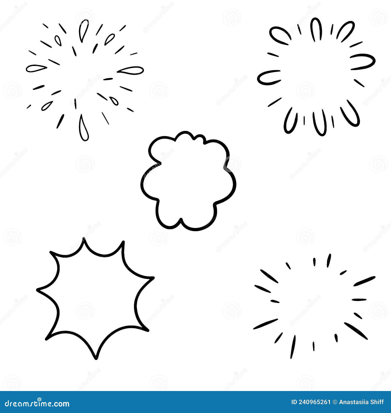 Doodle Style Bomb Explosion Set. Speech in Bubbles Stock Vector ...