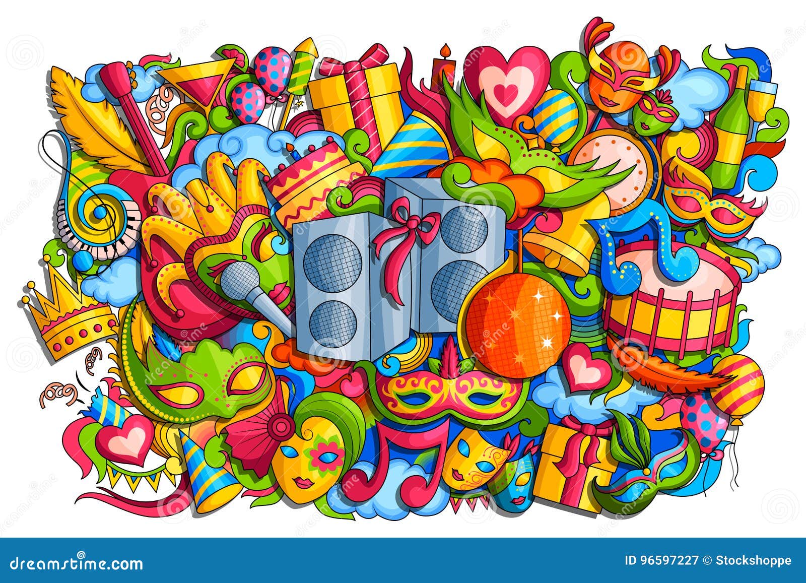 Doodle Style for Carnival Party Poster Template Stock Vector ...