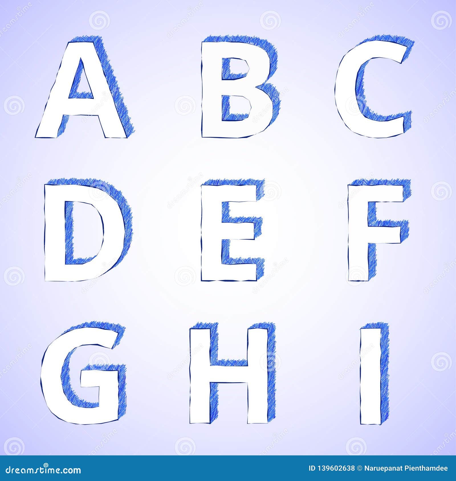 Doodle Style Color Blue Font Stock Vector - Illustration of graphic ...