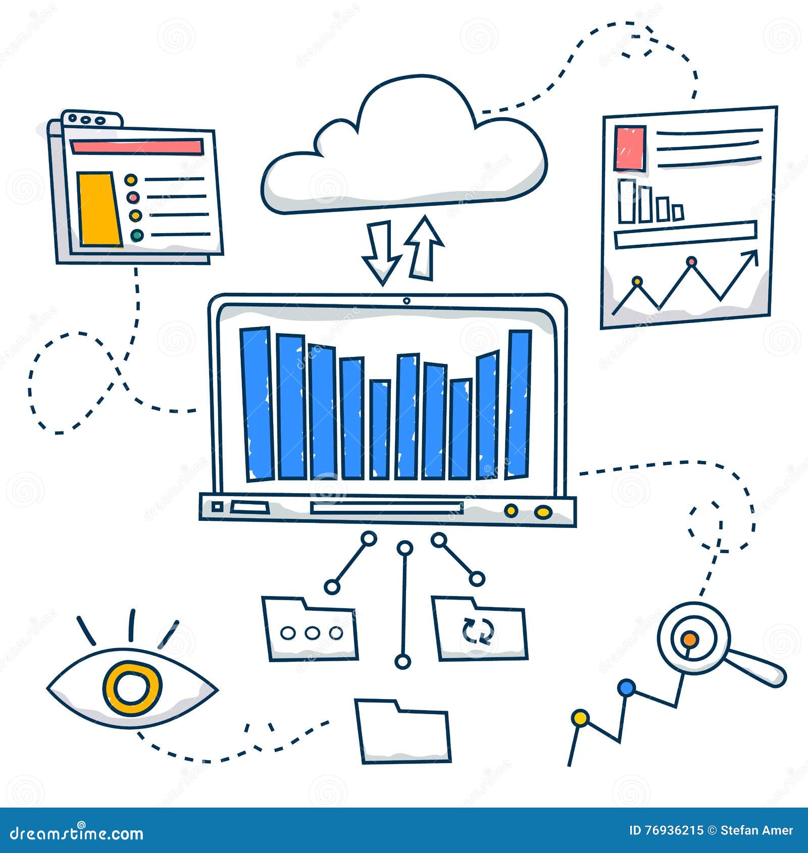 Doodle Style Concept of General Research & Analysis, Problem Solving ...
